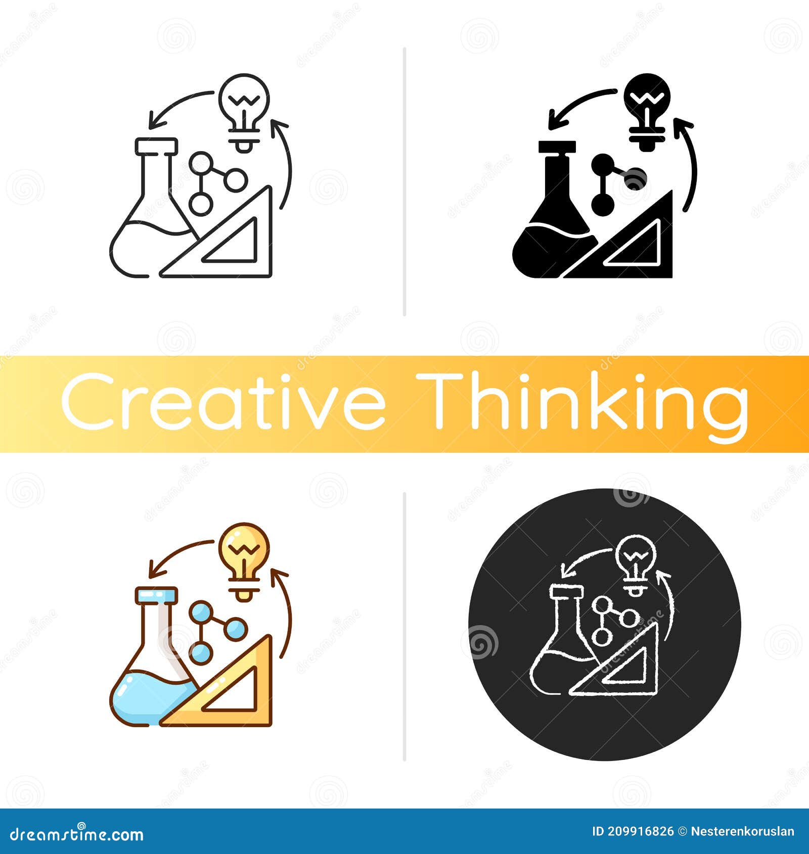Creativity in STEM icon stock vector. Illustration of science - 209916826