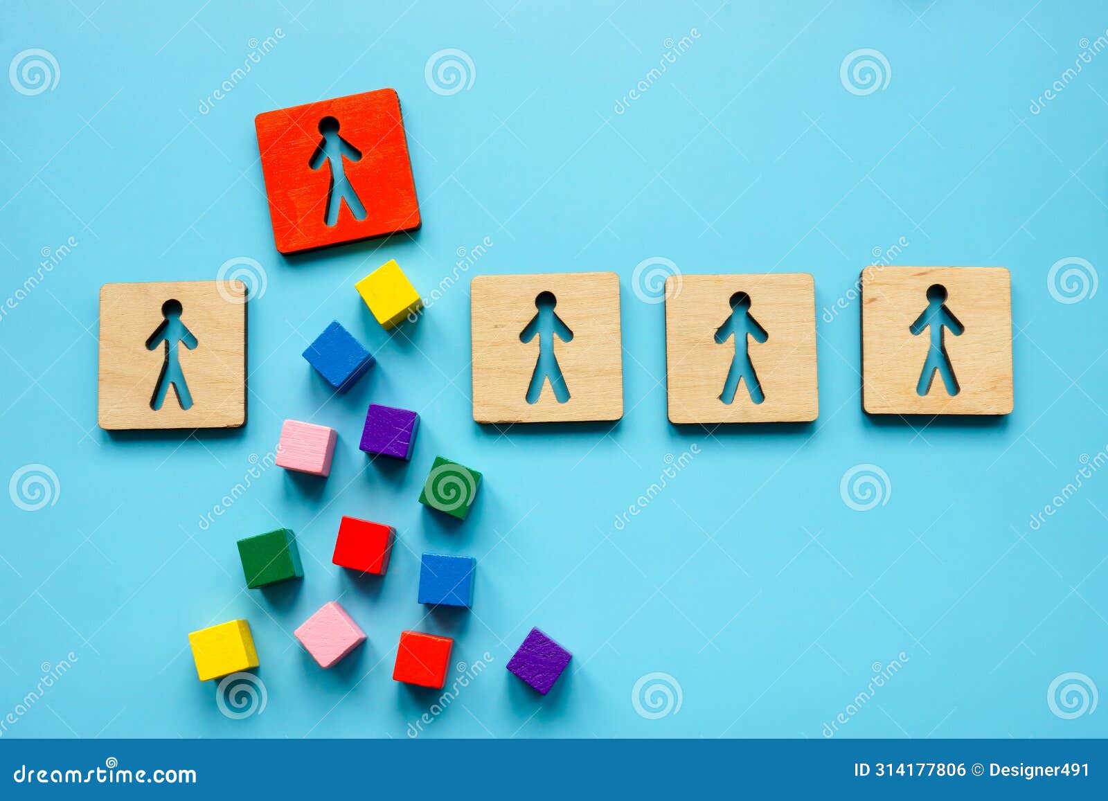 Creativity and Success. Rising Figure and Colored Cubes. New Ideas ...