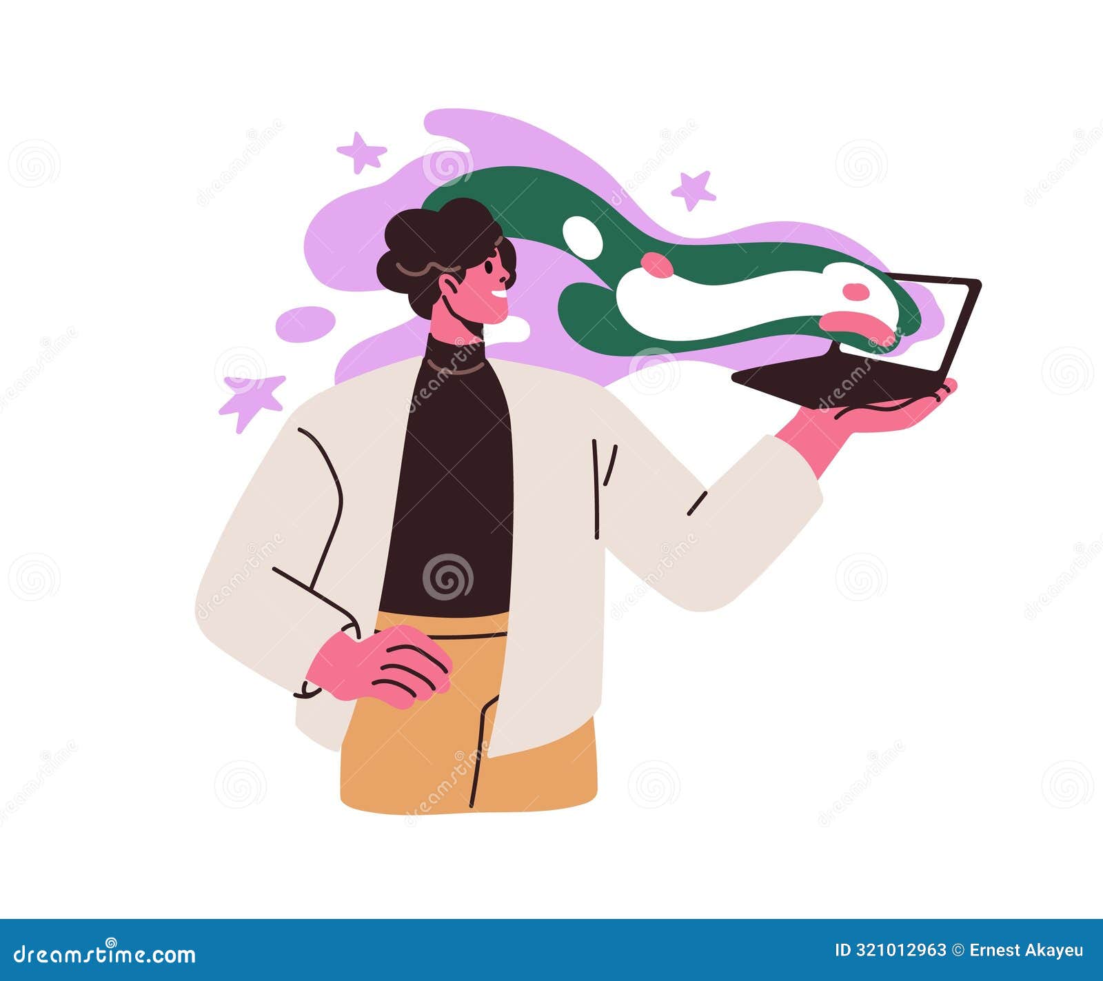 Creativity and Technology Concept. Generating Creative Ideas, Digital ...