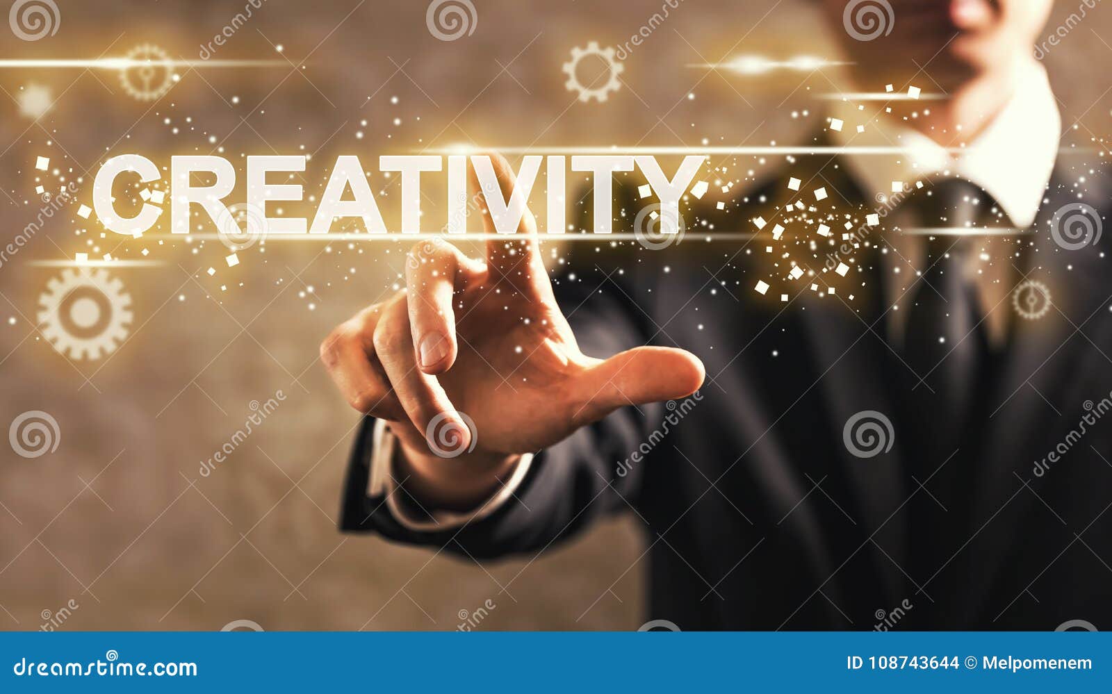 Creativity Text with Businessman Stock Photo - Image of glitter ...