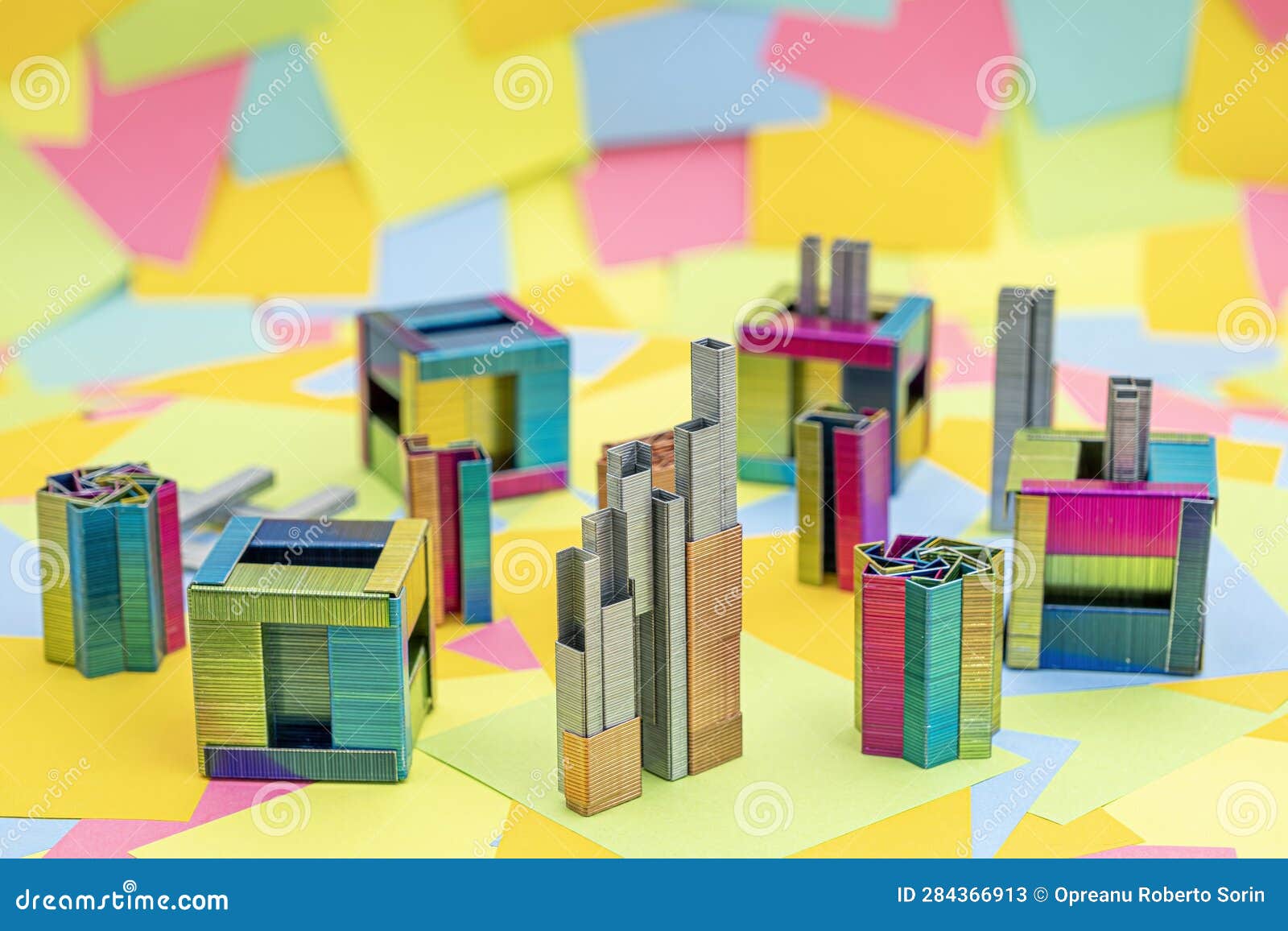 Creativity To Make Staples in Different Forms Stock Image - Image of ...