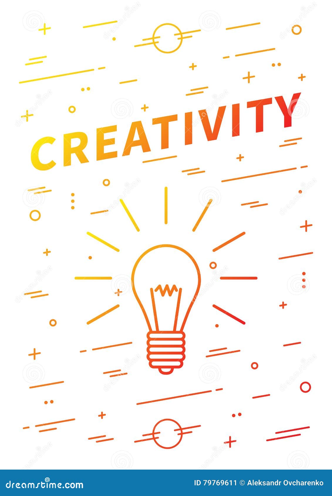 Creativity Vector Banner with Linear Elements and Lamp Bulb Stock ...