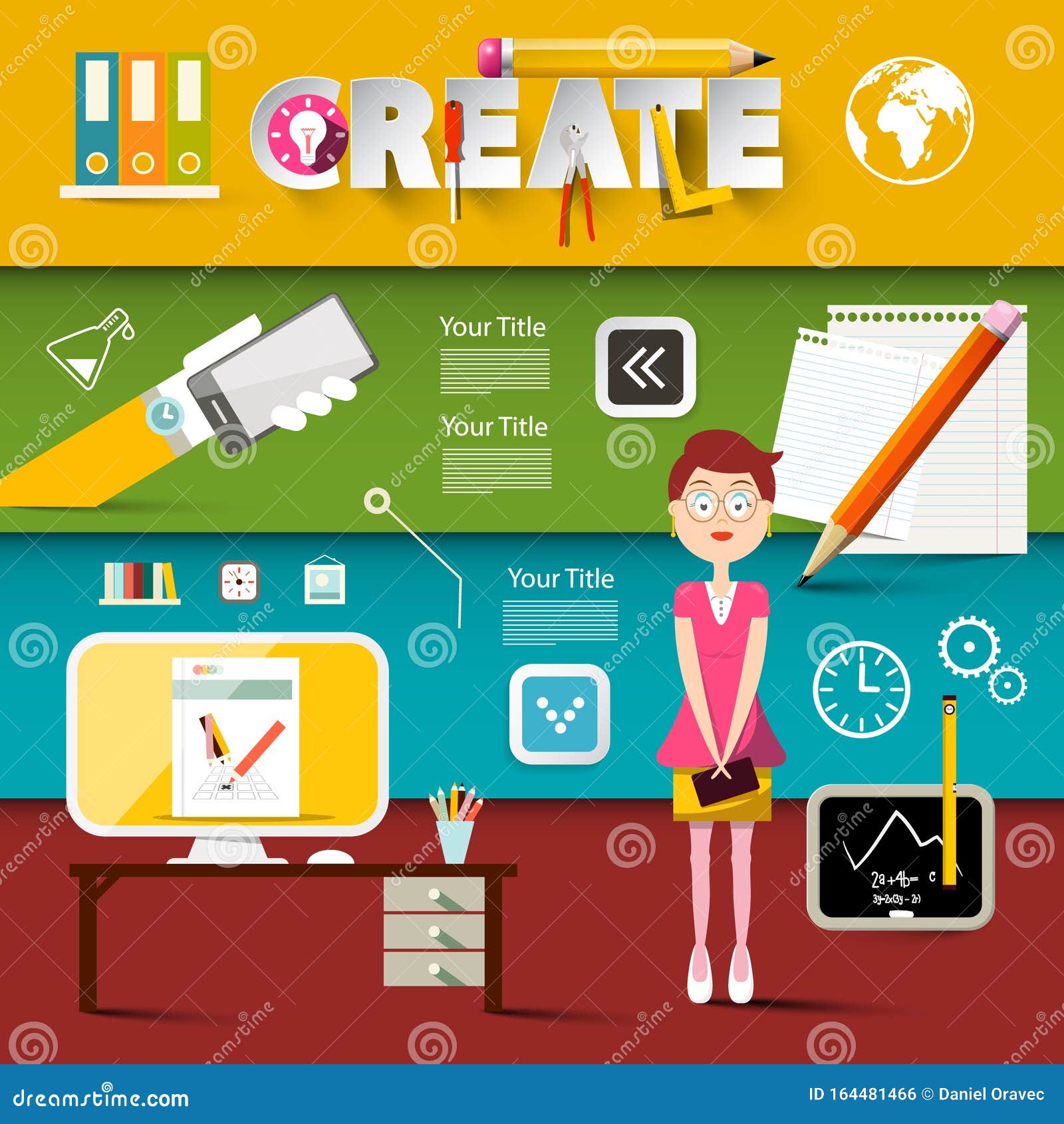 Creativity Vector Concept with Create Title and Professional Tools in ...