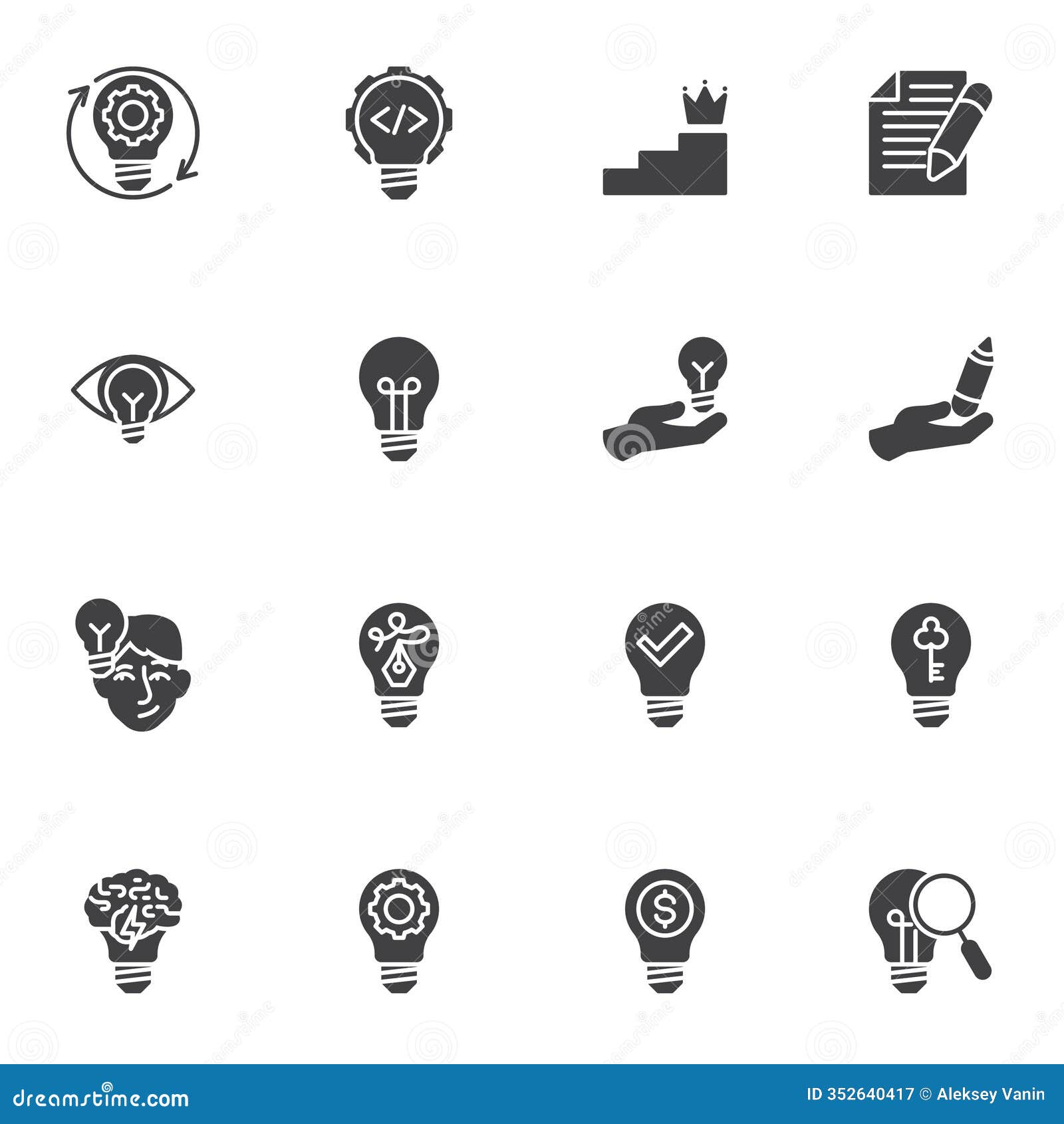 Creativity Vector Icons Set Stock Illustration - Illustration of ...