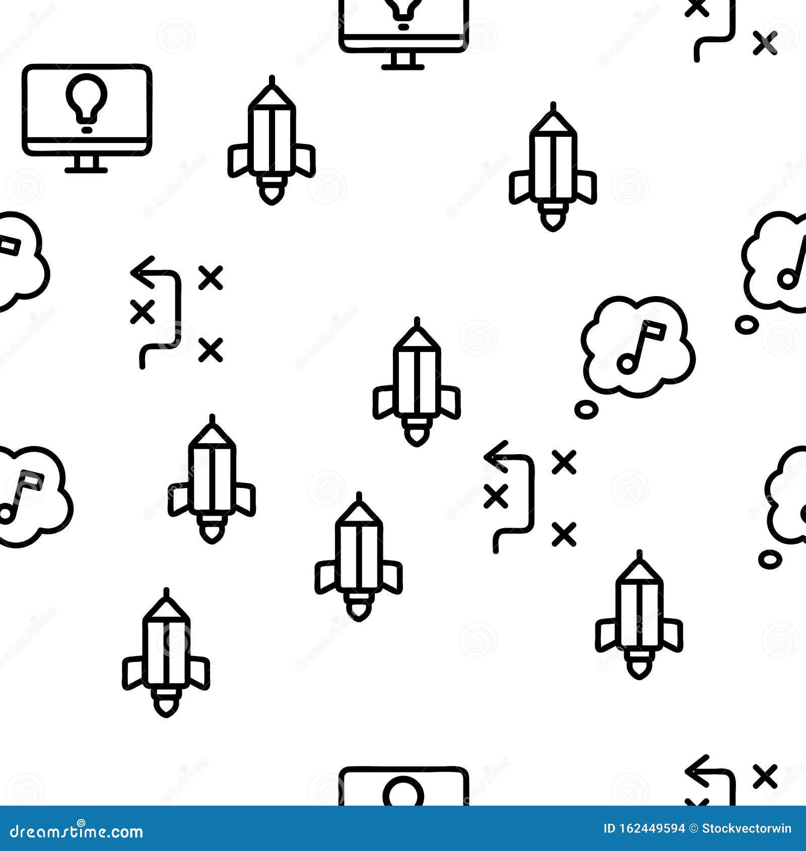 Creativity Vector Seamless Pattern Stock Vector - Illustration of brain ...