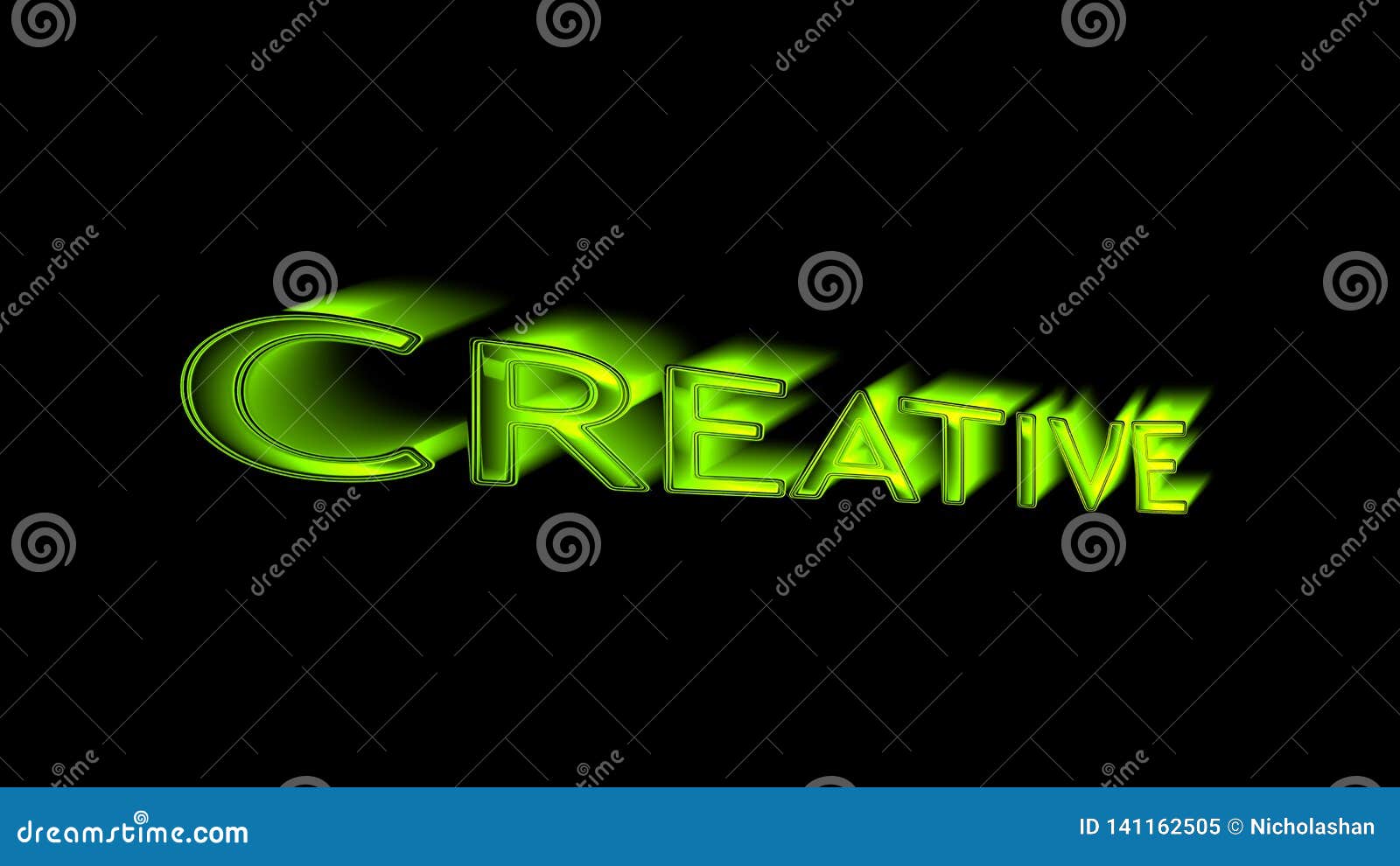 Creativity Wording with Nice Green Light and Black Background Stock ...