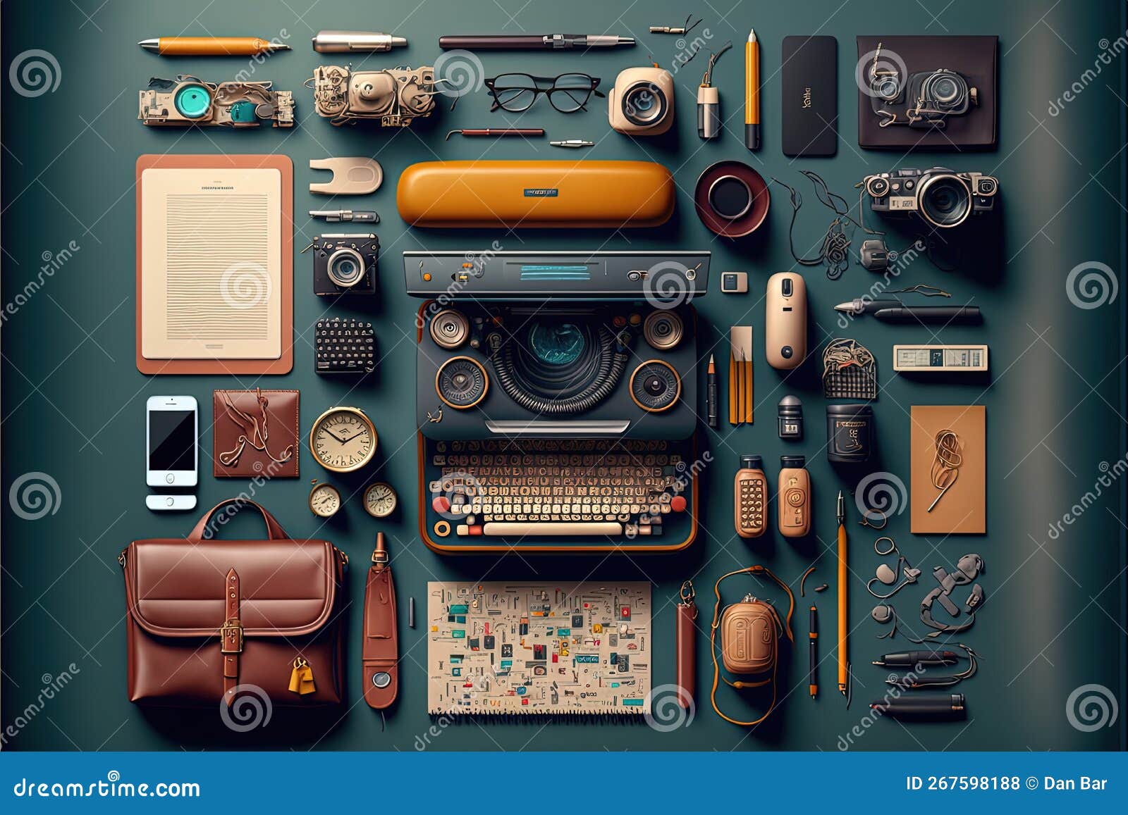Creator, Designer Asset Elements, Top View, Knolling Items. Generative ...