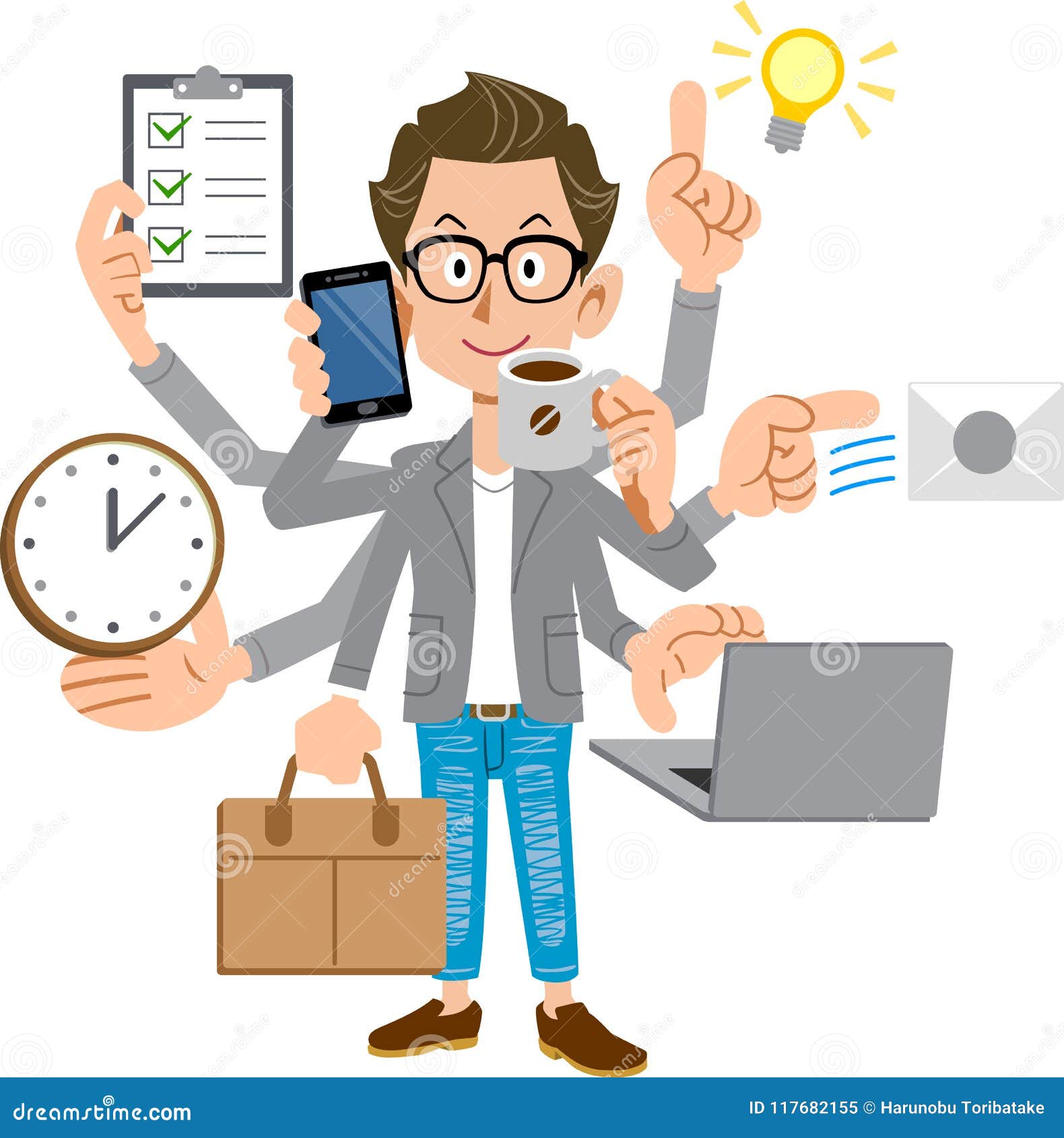 Creator-like Men Who Perform Multitasking Stock Vector - Illustration ...