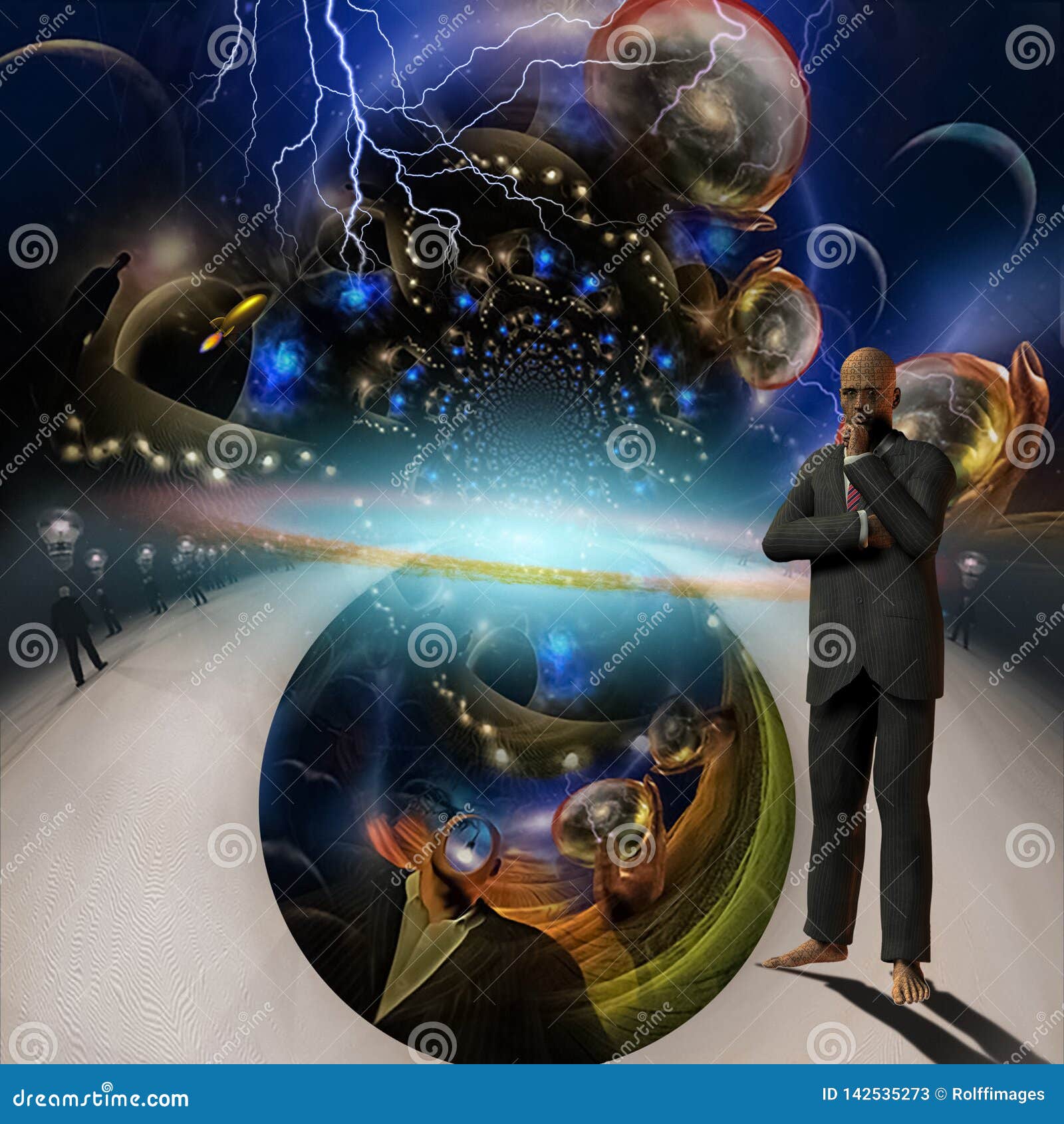 Creator thoughts stock illustration. Illustration of blue - 142535273