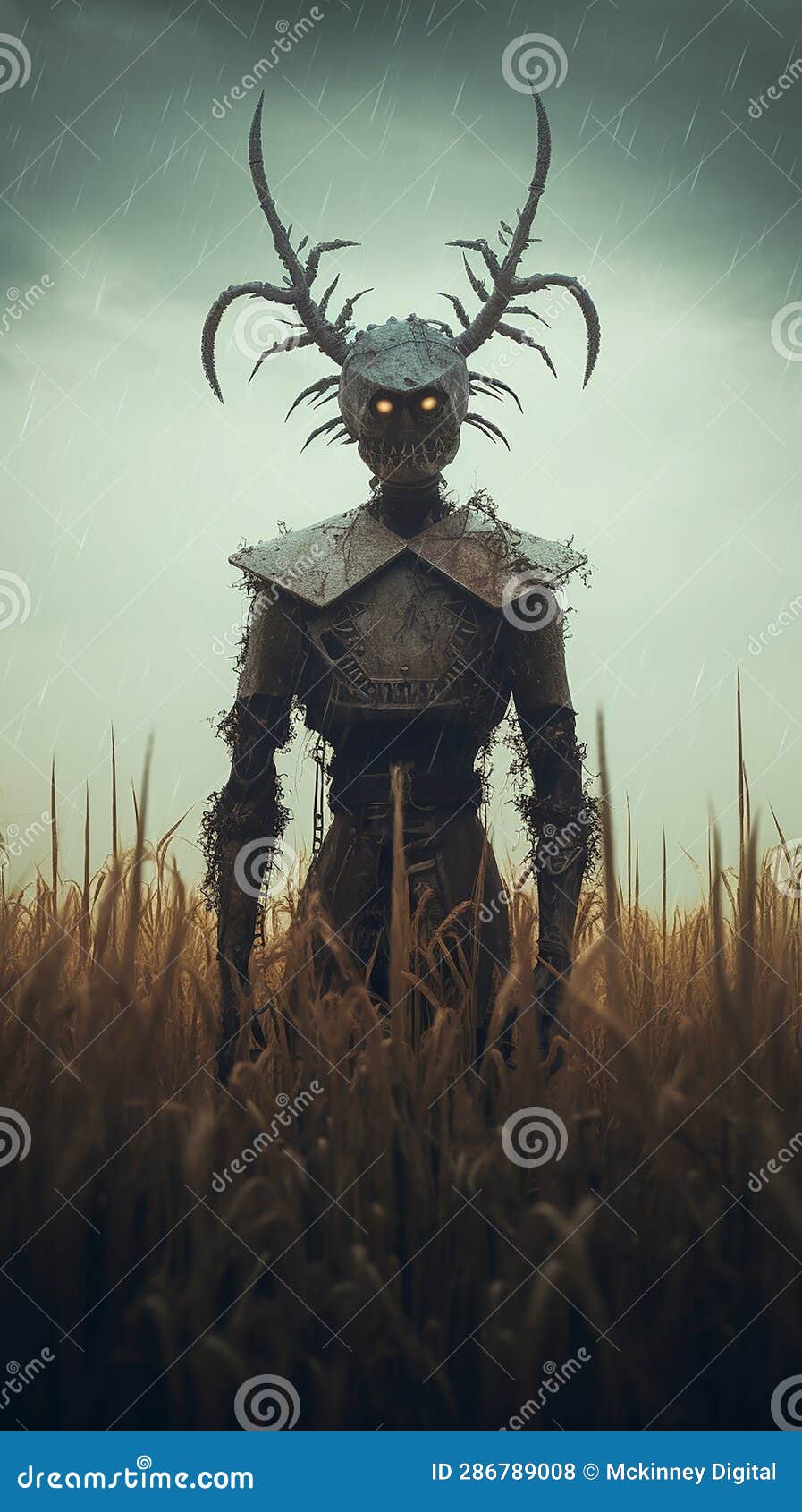Evil Creature in a Wheat Field on Rainy Day. Created Using Ai ...