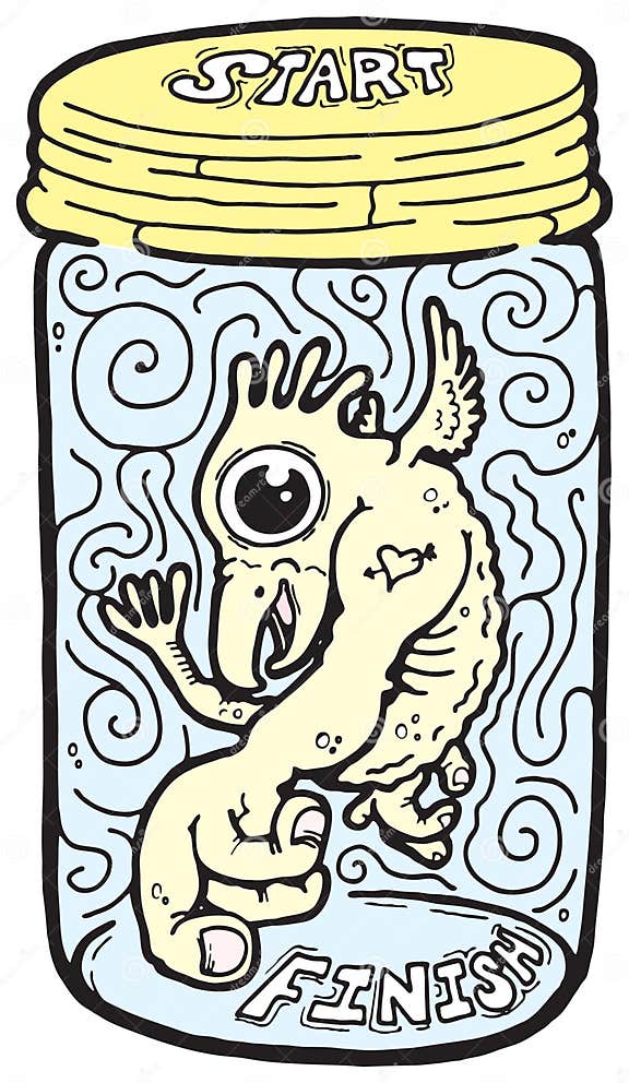 Creature in a jar stock vector. Illustration of drawn - 6274031