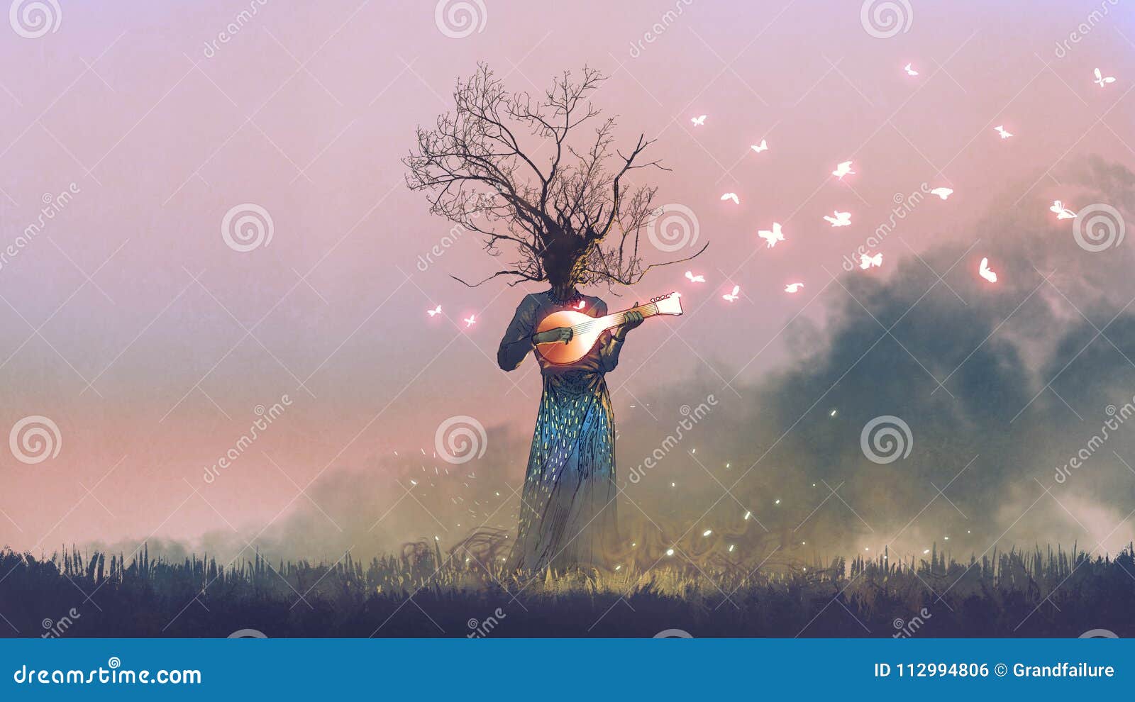 Creature Playing the Magic Banjo String Instrument Stock Illustration ...