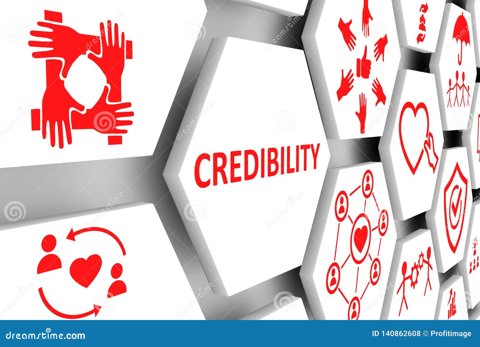 Credibility Concept Banner With Icons In Blue Gradient Background ...