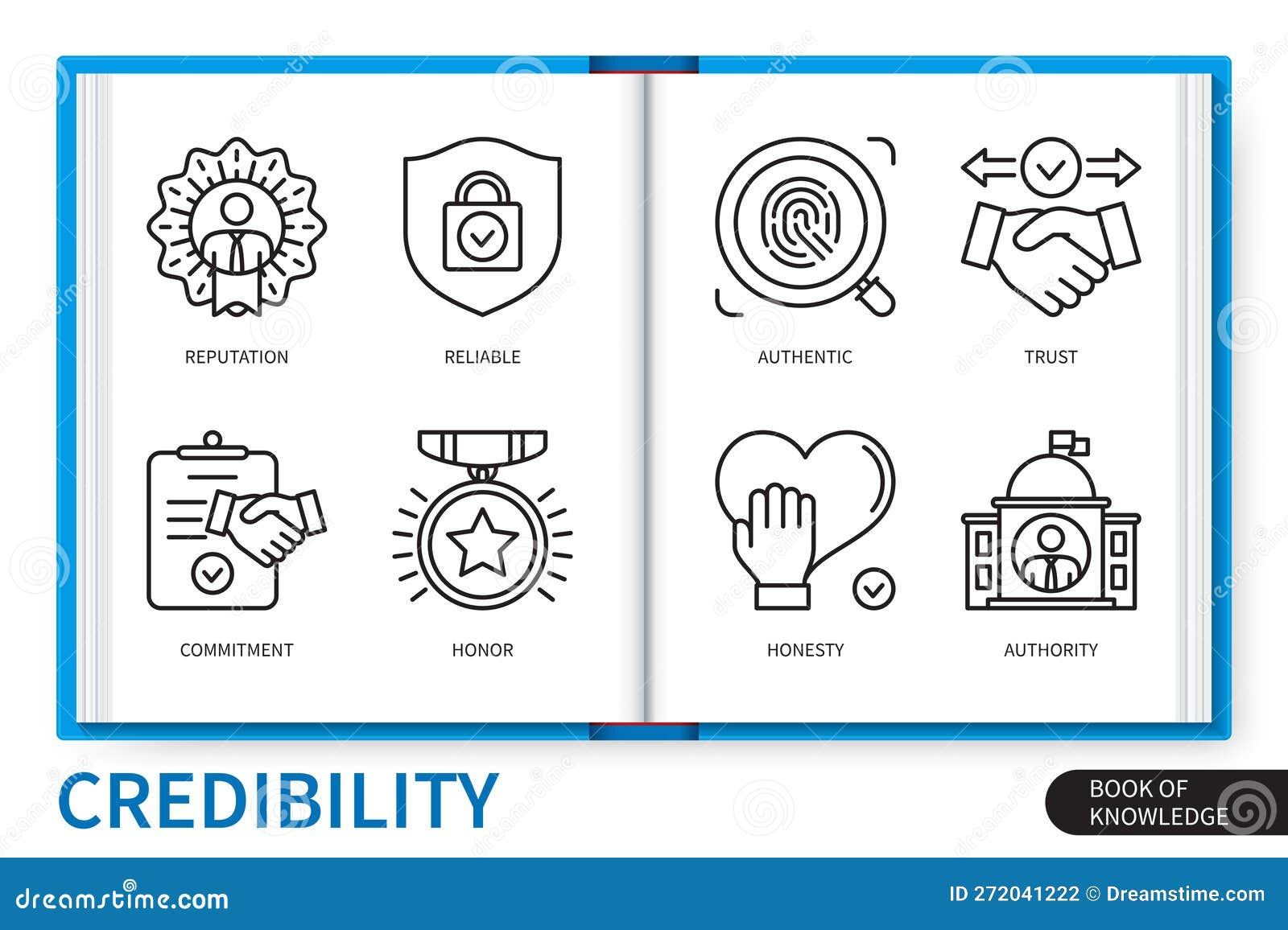 Credibility Infographics Linear Elements Set Stock Illustration ...