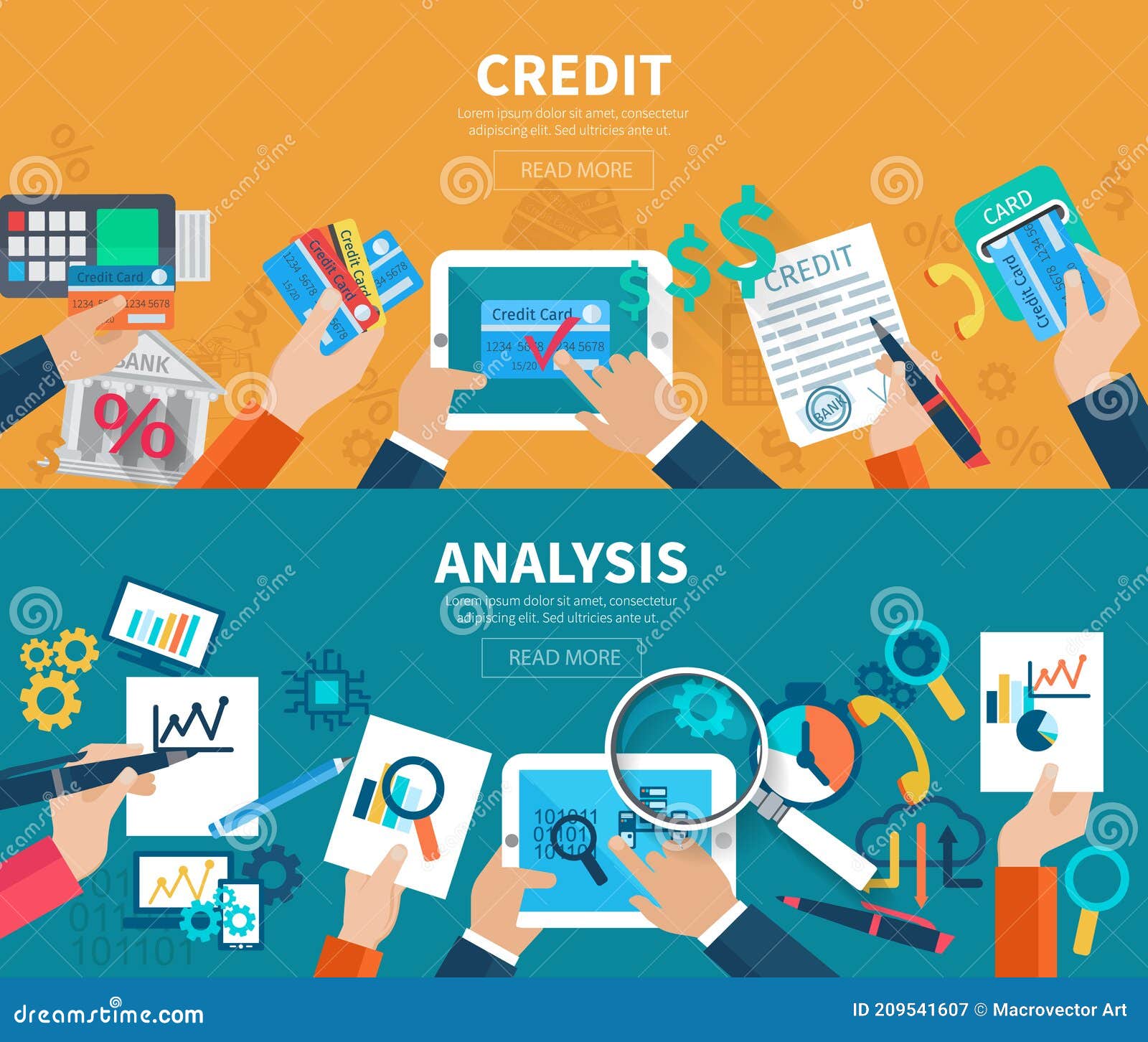 Credit Analysis Banner Set stock vector. Illustration of bookmark ...