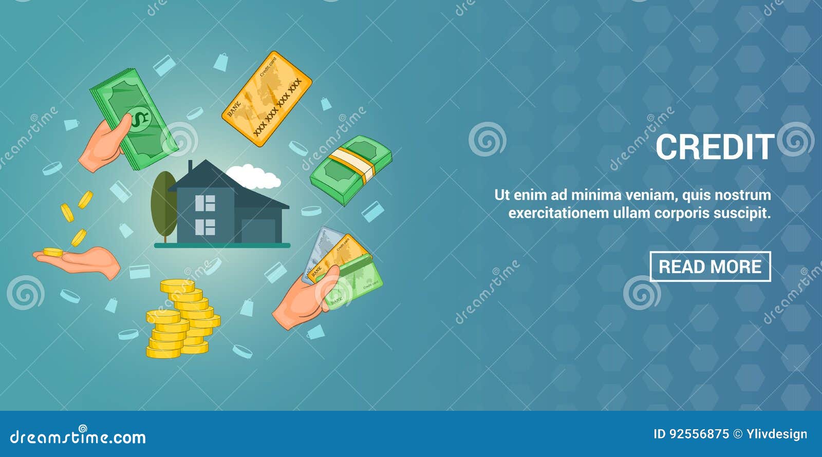 Credit Banner Horizontal, Cartoon Style Stock Vector - Illustration of ...