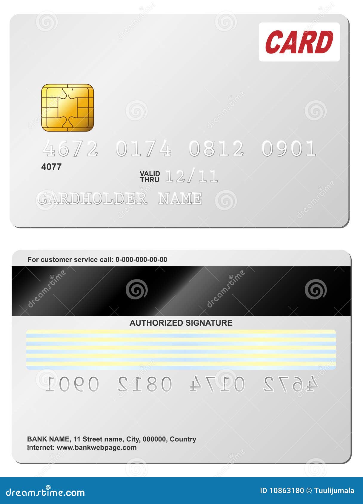 Card Credit. Mockup Of Plastic Debit Card. Set Of Bank Card With Chip ...