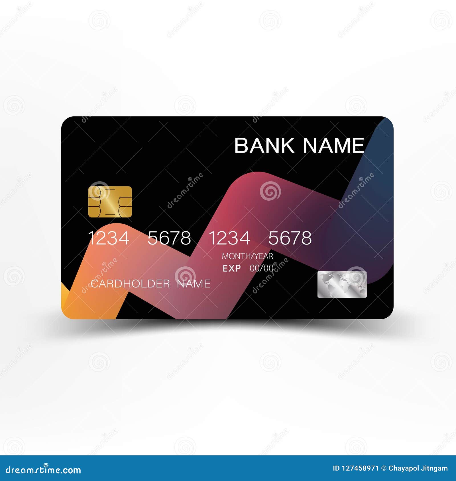 Colorful Credit Card Template Design. on White Background. Vector ...