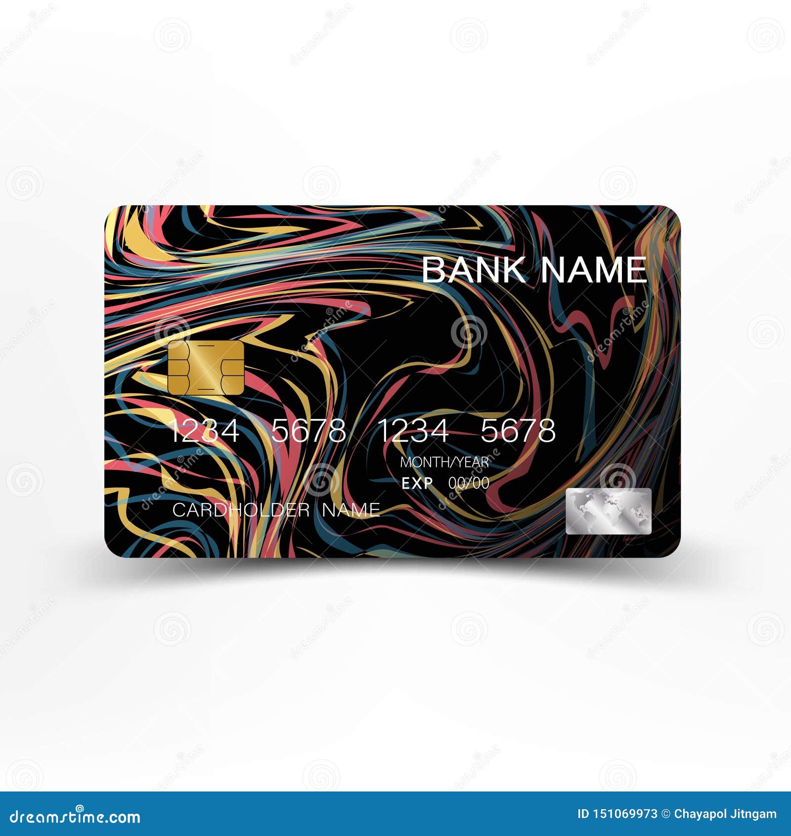 Colorful Credit Card Template Design. Stock Vector - Illustration of ...
