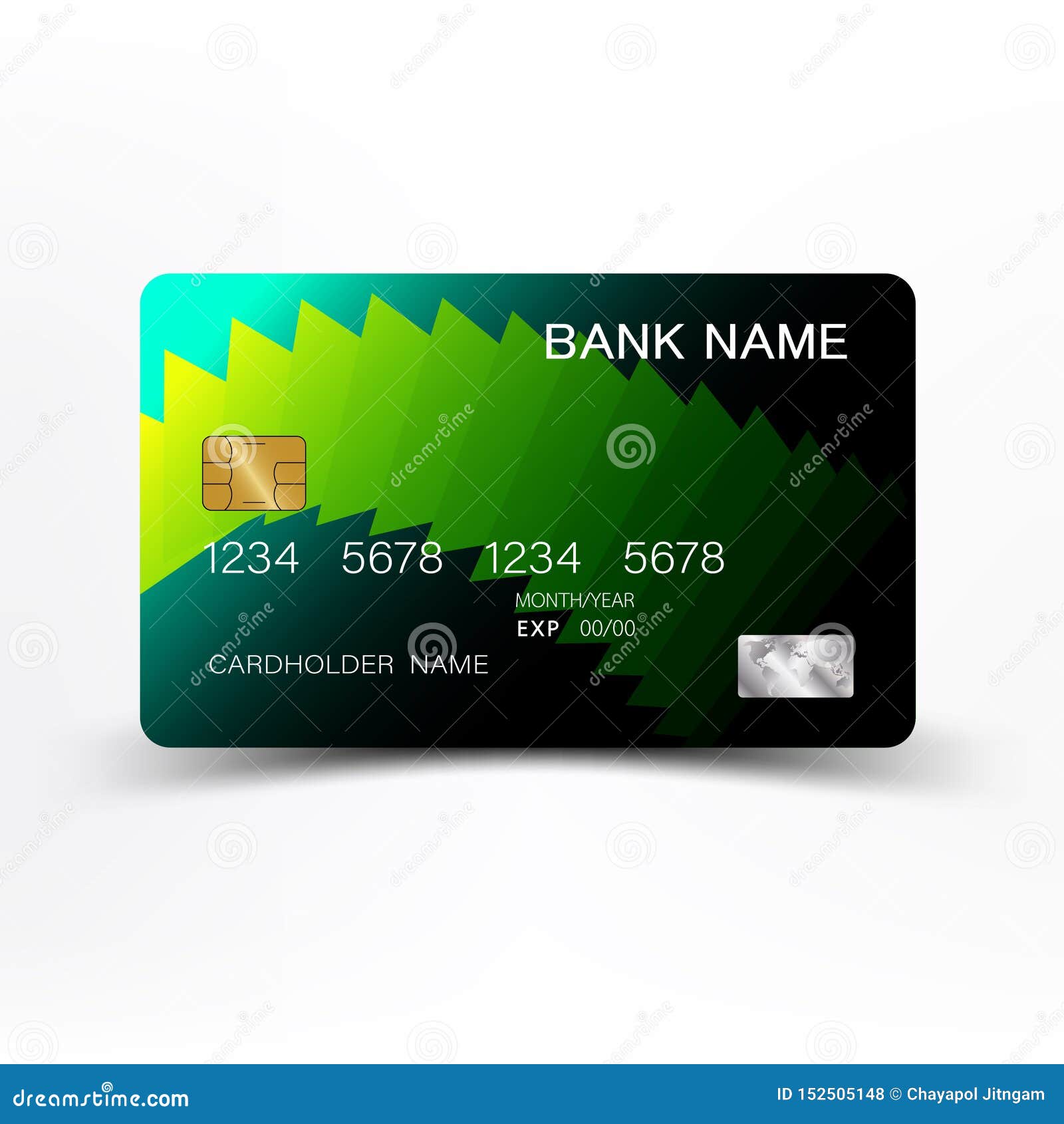 Illustration Credit Card Design. Green on Gray Background Stock Vector ...