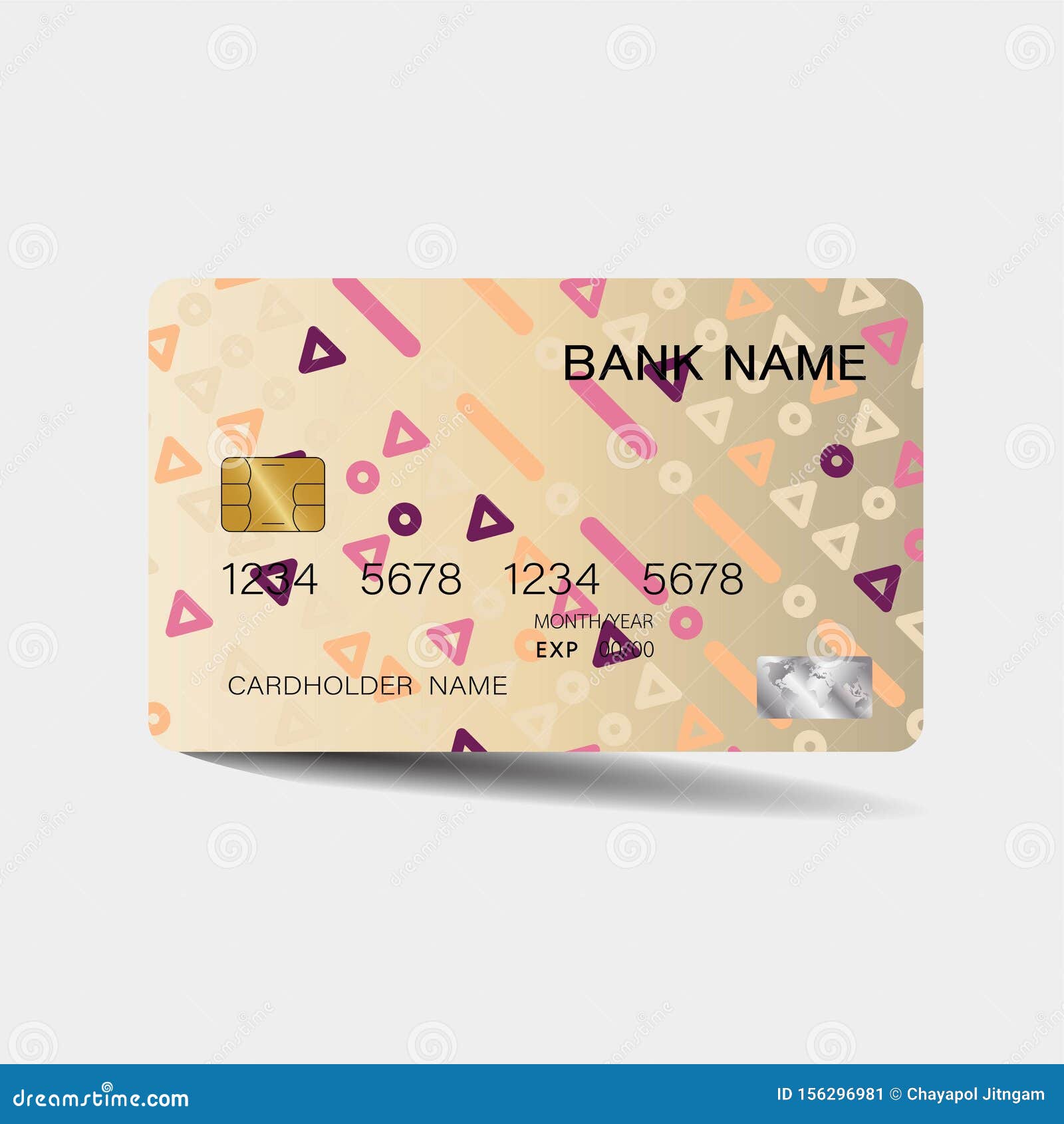 Templates of Credit Card. with Colorful Vintage Elements Desing Stock ...