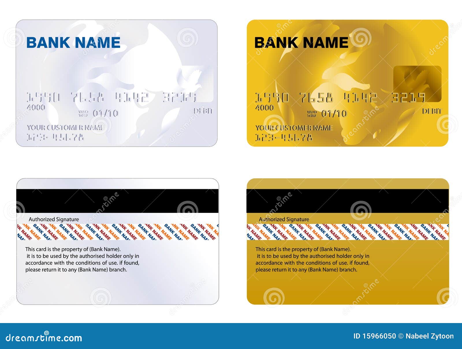 Card Credit. Mockup Of Plastic Debit Card. Set Of Bank Card With Chip ...