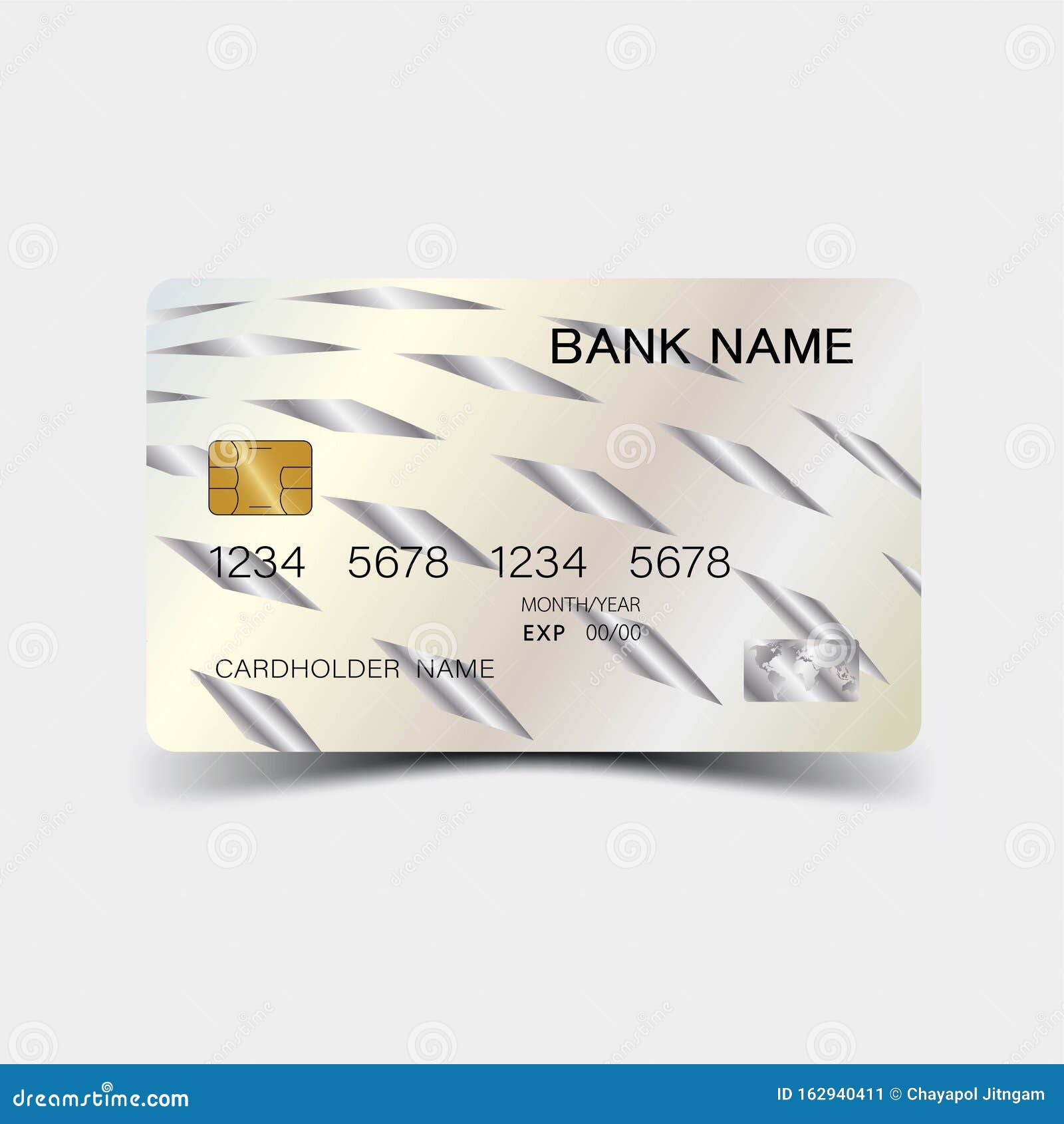 Silver Credit Card Design. with Inspiration from Abstract. on White ...