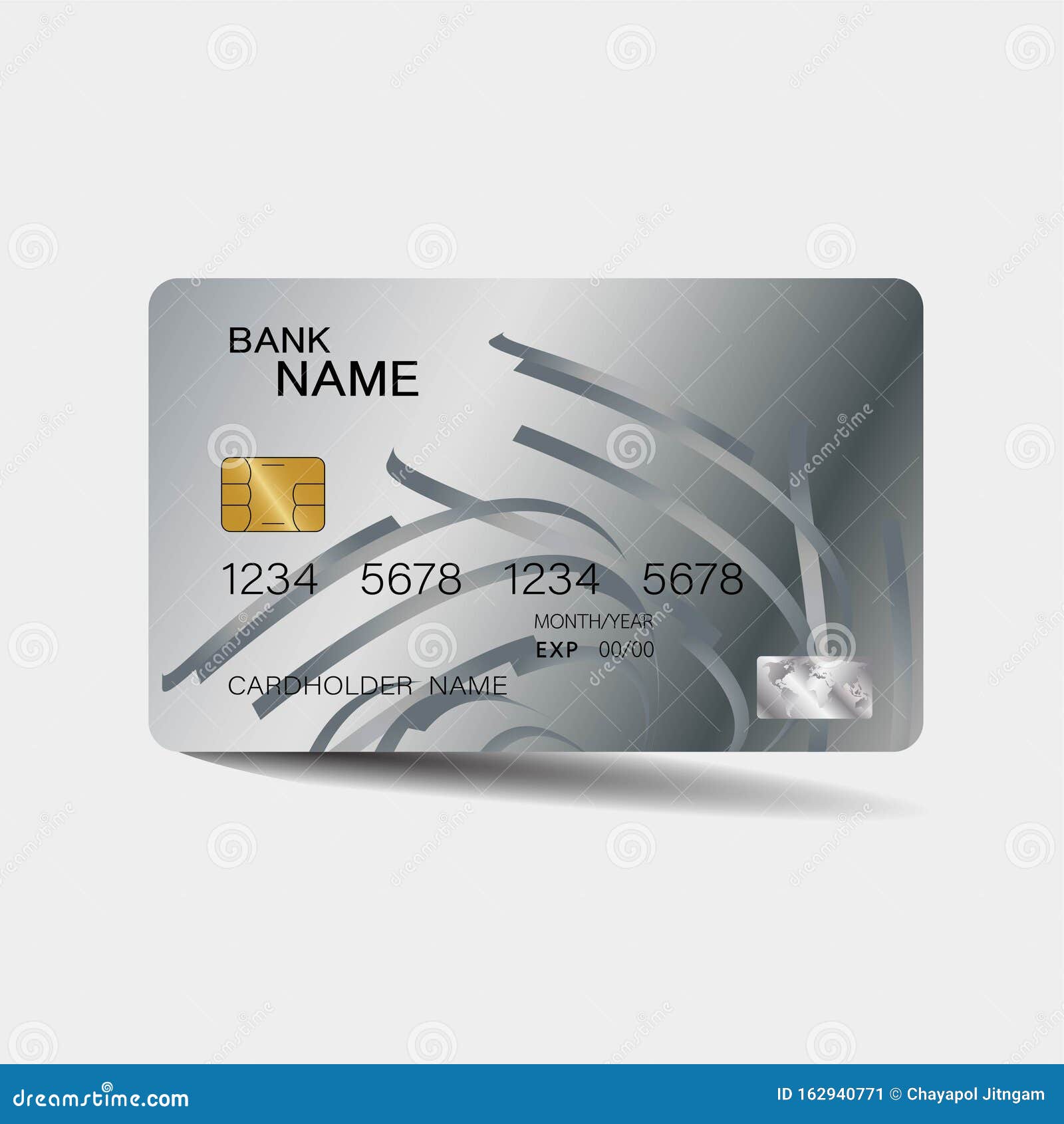 Silver Credit Card Design. with Inspiration from Abstract. on White ...