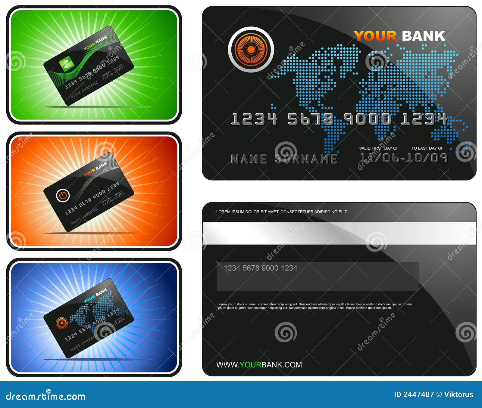 Credit Card. Flat Mockup Of ATM Card Wit Numbers And Cardholder Name ...