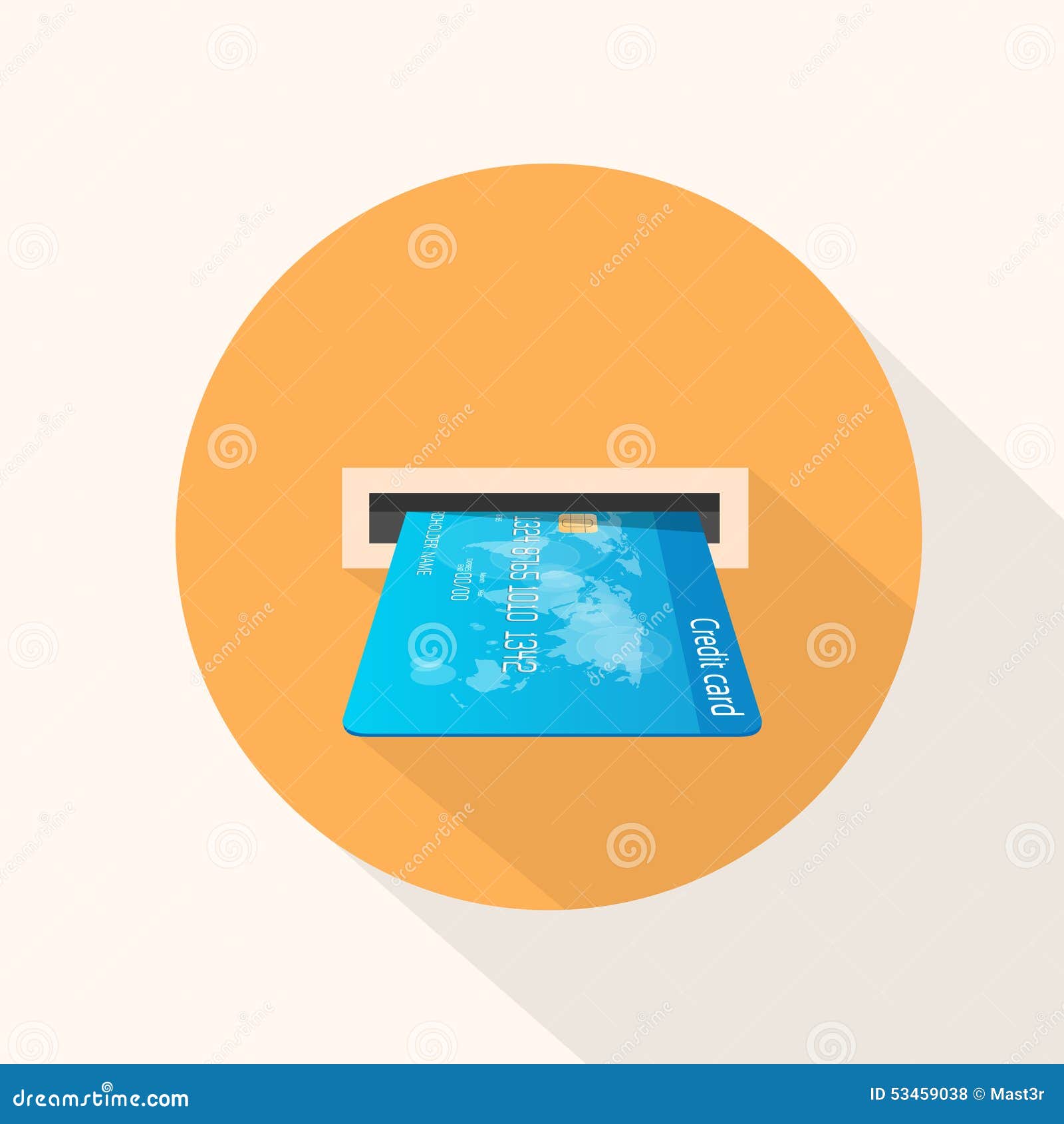 Credit Card in Atm Slot Icon Flat Vector Stock Vector - Illustration of ...