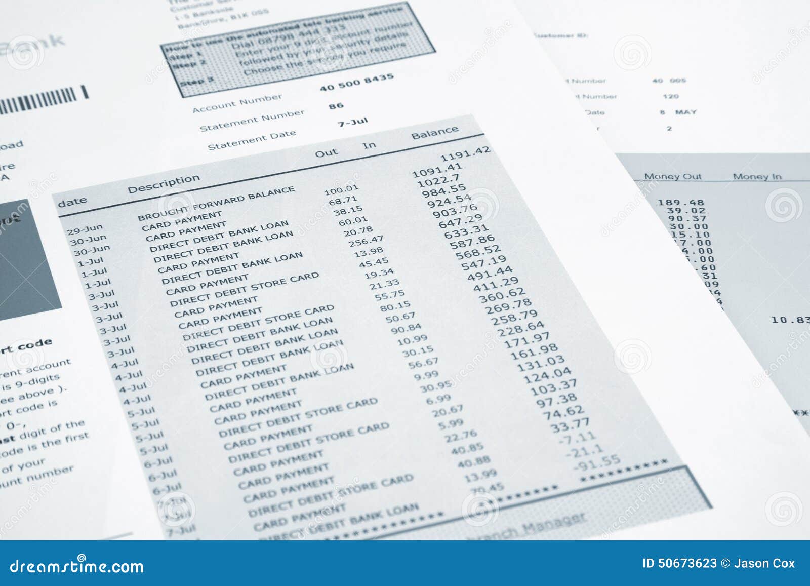 Credit Card Bank Statement stock image. Image of accounts - 50673623