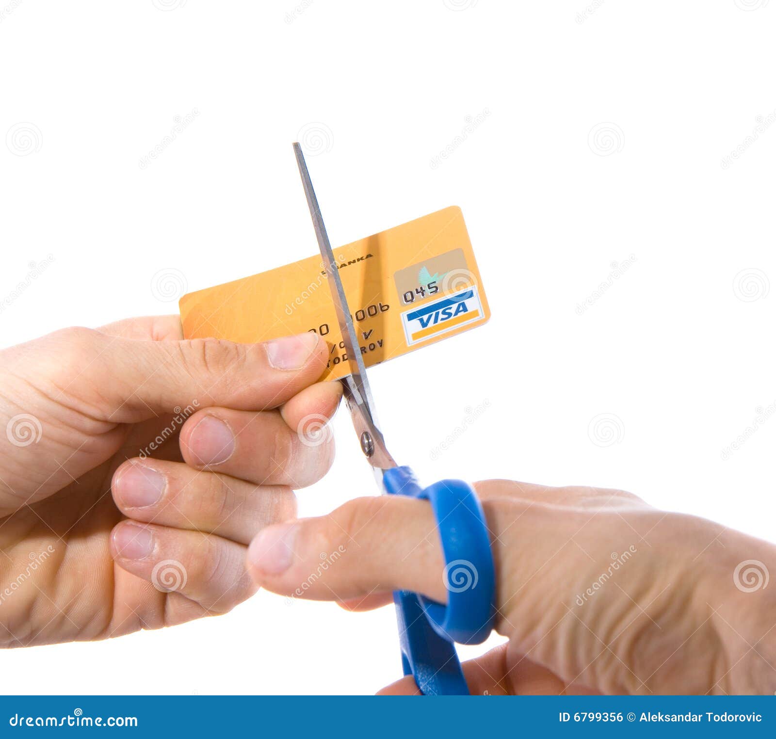 A Credit Card Being Cut In Two With Scissors Stock Photo - Image of ...