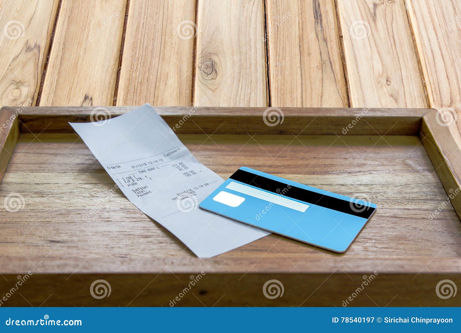 Credit Card and Bill Placed in Tray for Payment Stock Image - Image of ...
