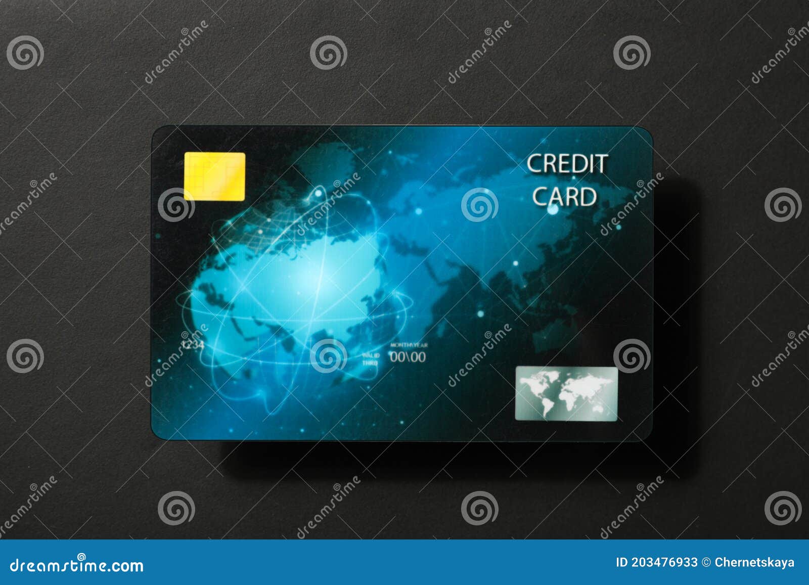 Credit Card on Black Background, Top View Stock Image - Image of buying ...