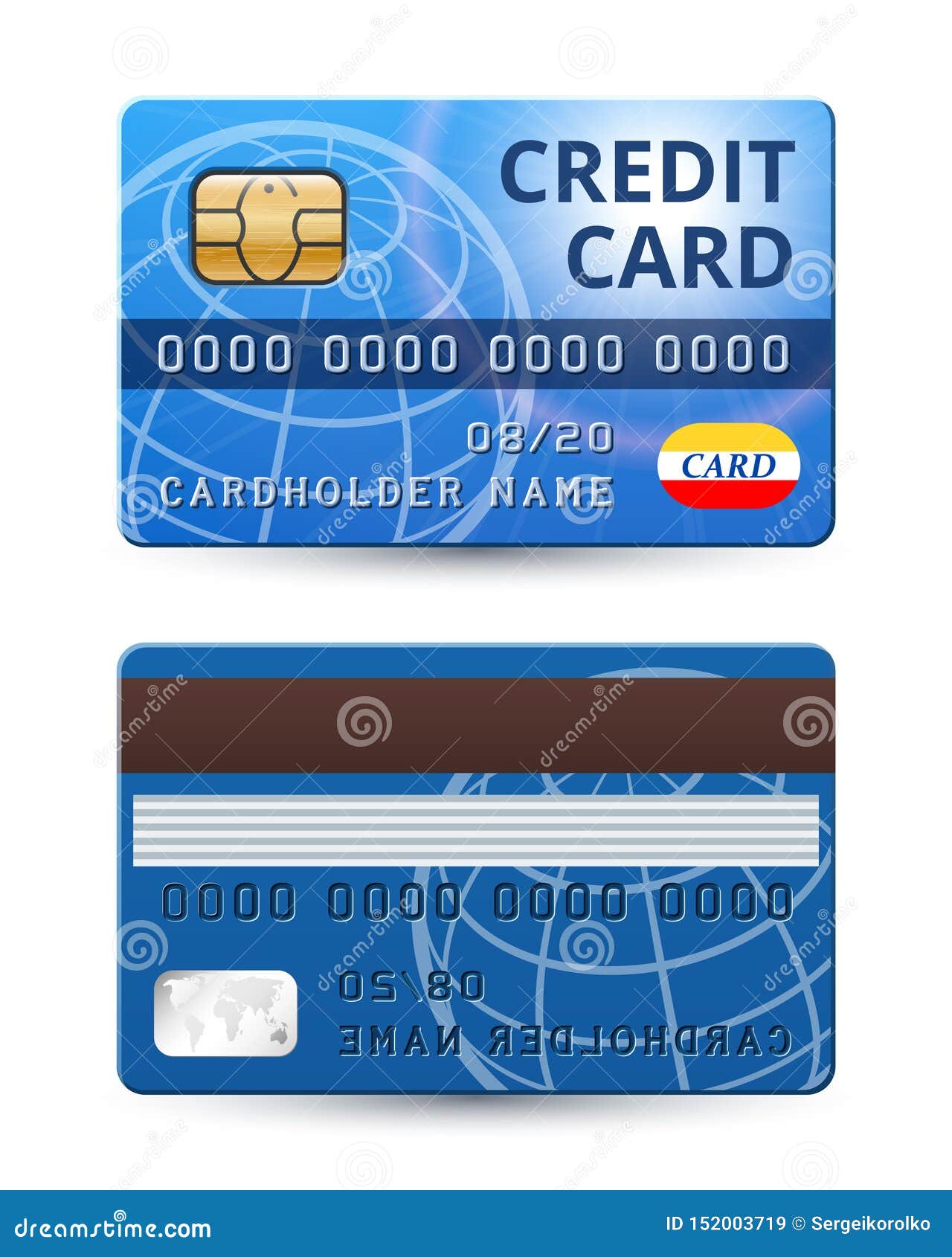 Credit Card from Both Sides, Realistic Vector Stock Vector ...