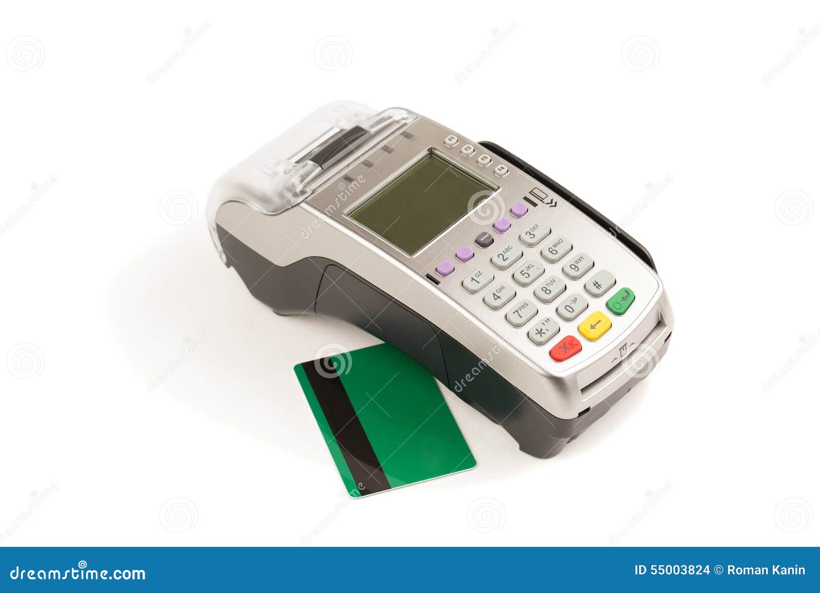 Credit Card and Card Reader on White Background Stock Photo - Image of ...