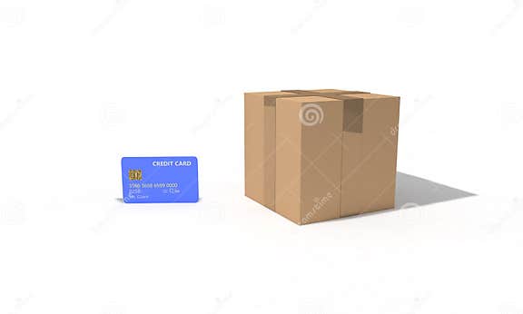 Credit Card Cargo Package on White, 3d Render Stock Illustration ...