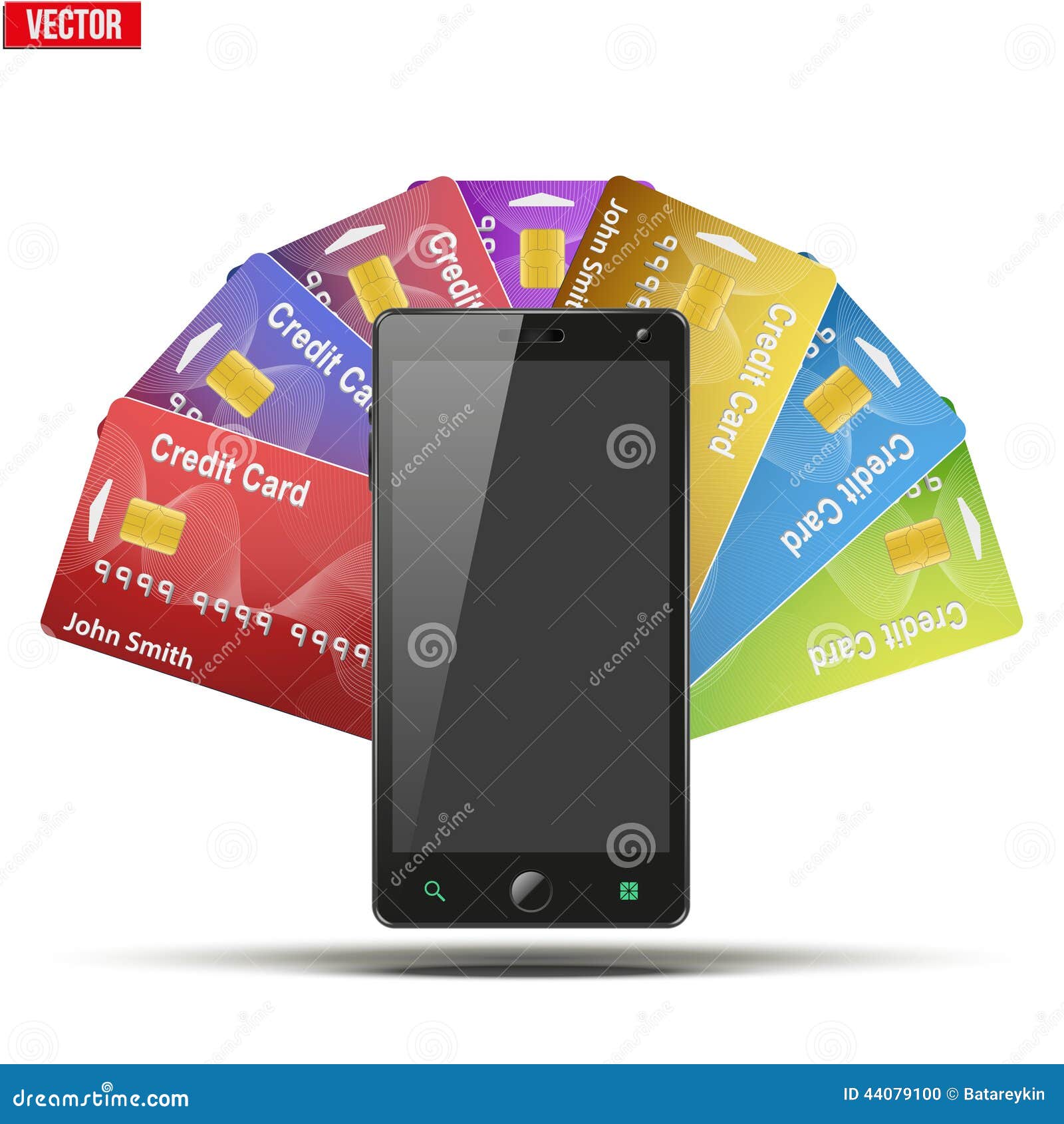 Credit Card Cell Phone Vector Illustration Stock Illustrations – 1,149 ...