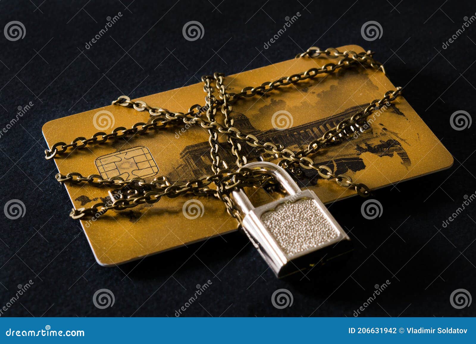 Credit card with chain stock photo. Image of finance - 206631942