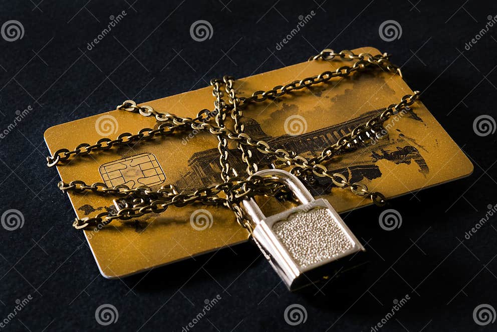 Credit card with chain stock photo. Image of finance - 206631942