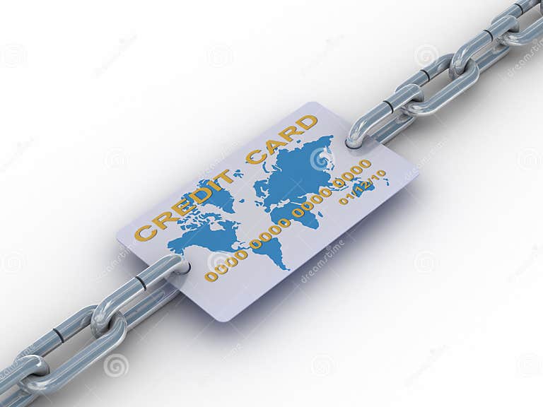 Credit card on a chain. stock illustration. Illustration of connection ...