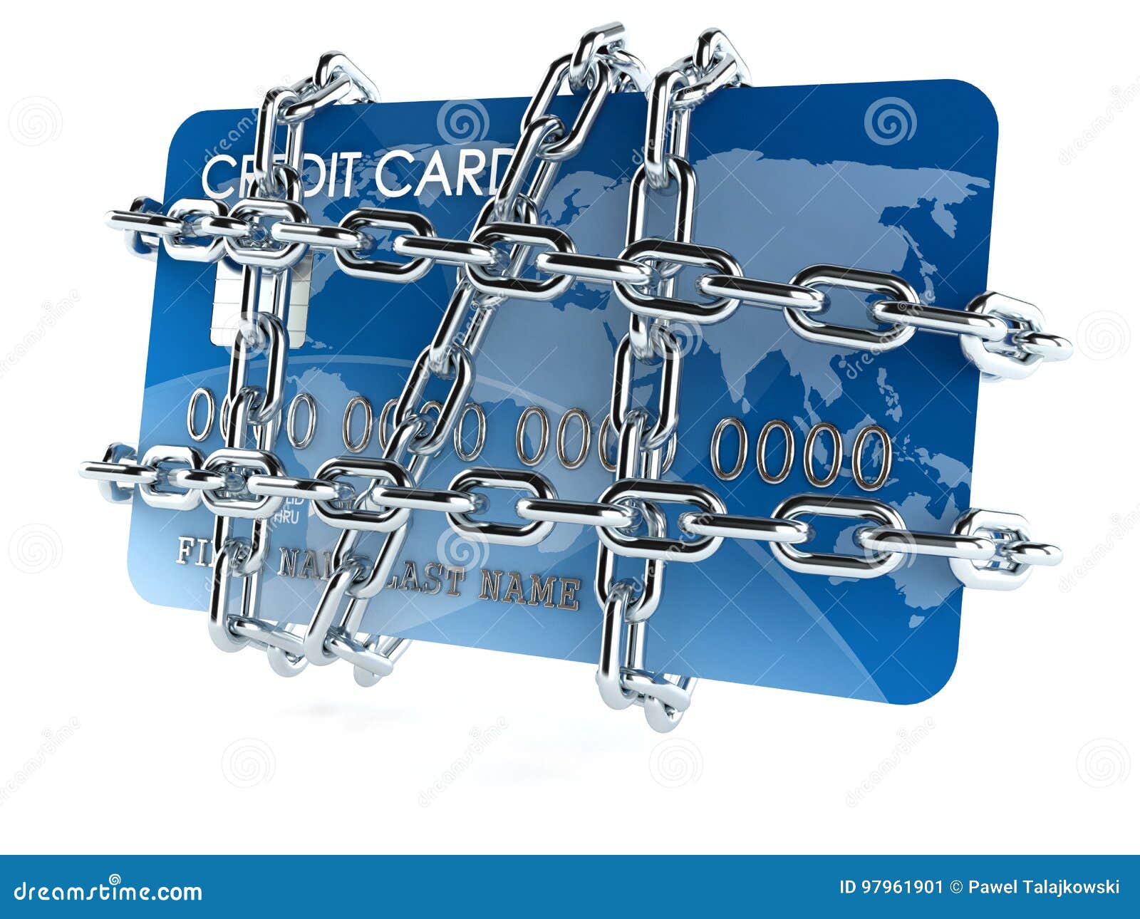 Credit card with chain stock illustration. Illustration of chain - 97961901