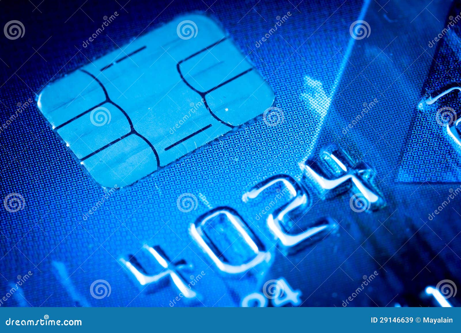 Credit card chip in blue stock image. Image of bank, debt - 29146639