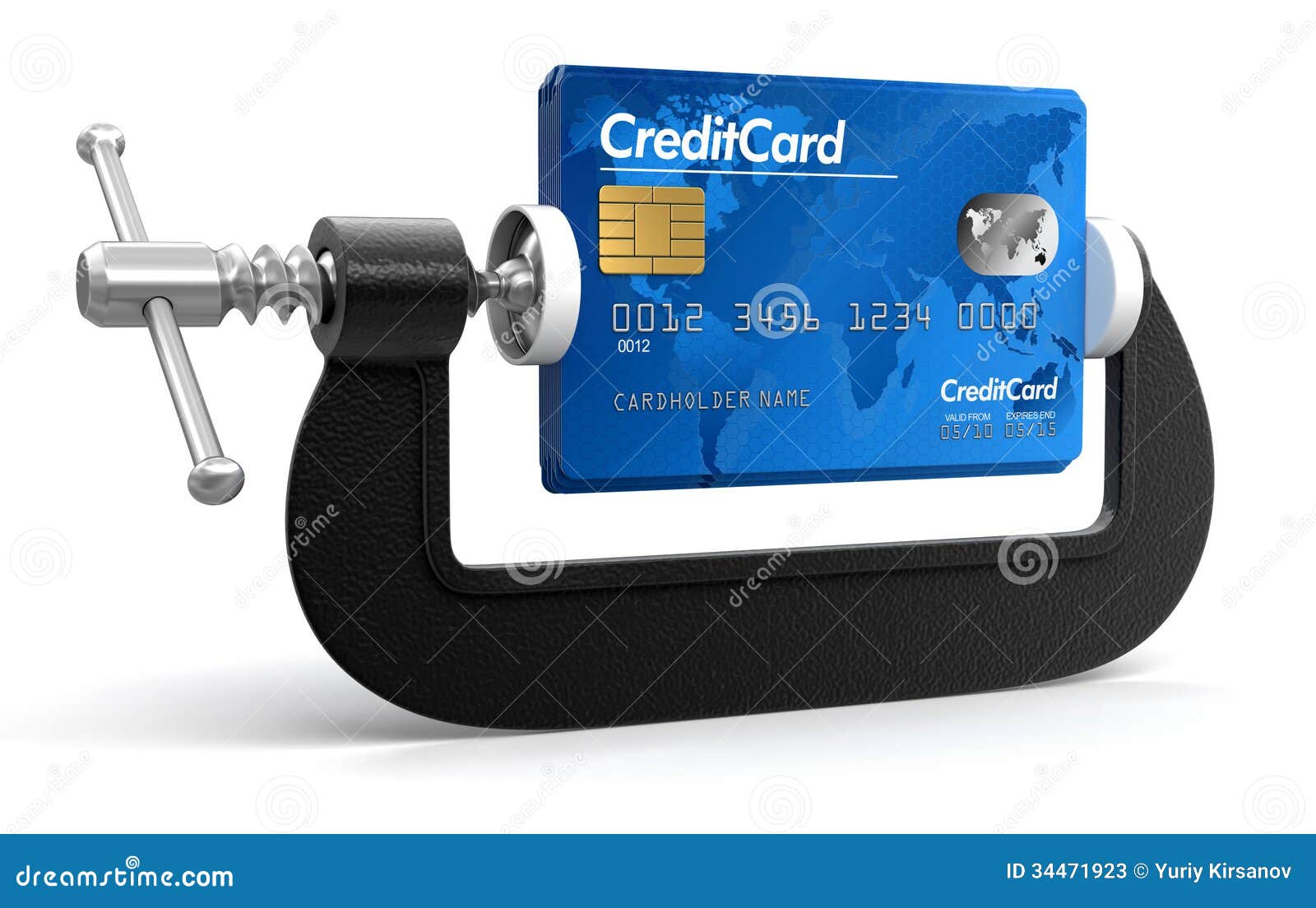 Credit Card in Clamp (clipping Path Included) Stock Illustration ... Credit Card in Clamp (clipping Path Included) Stock Illustration ...