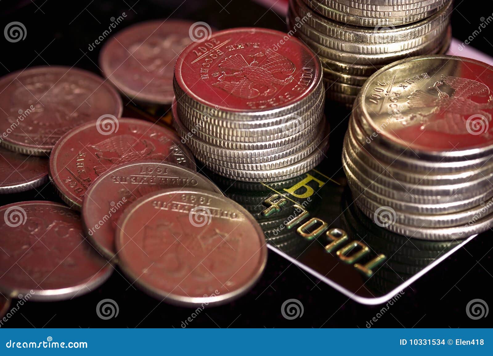 Credit card and coins stock photo. Image of macro, date - 10331534
