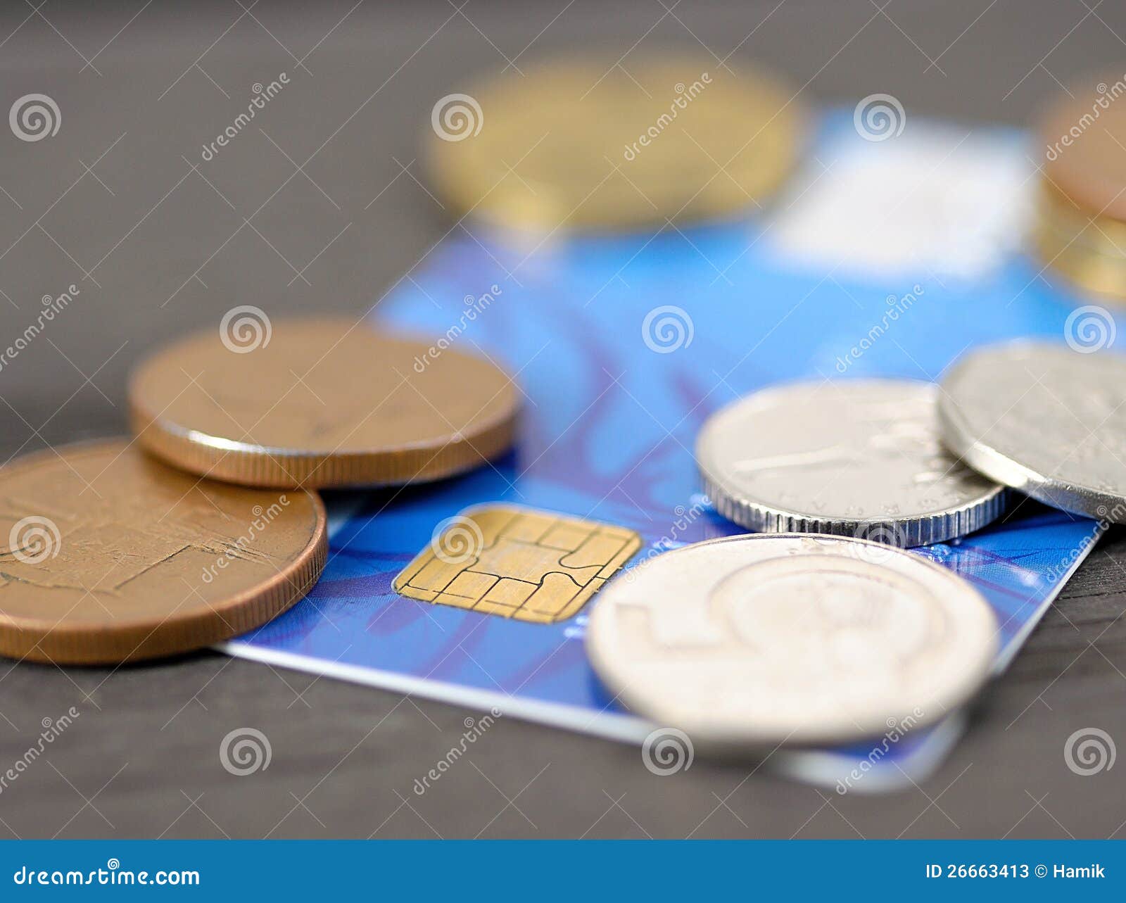Credit card and coins stock image. Image of payment, financial - 26663413