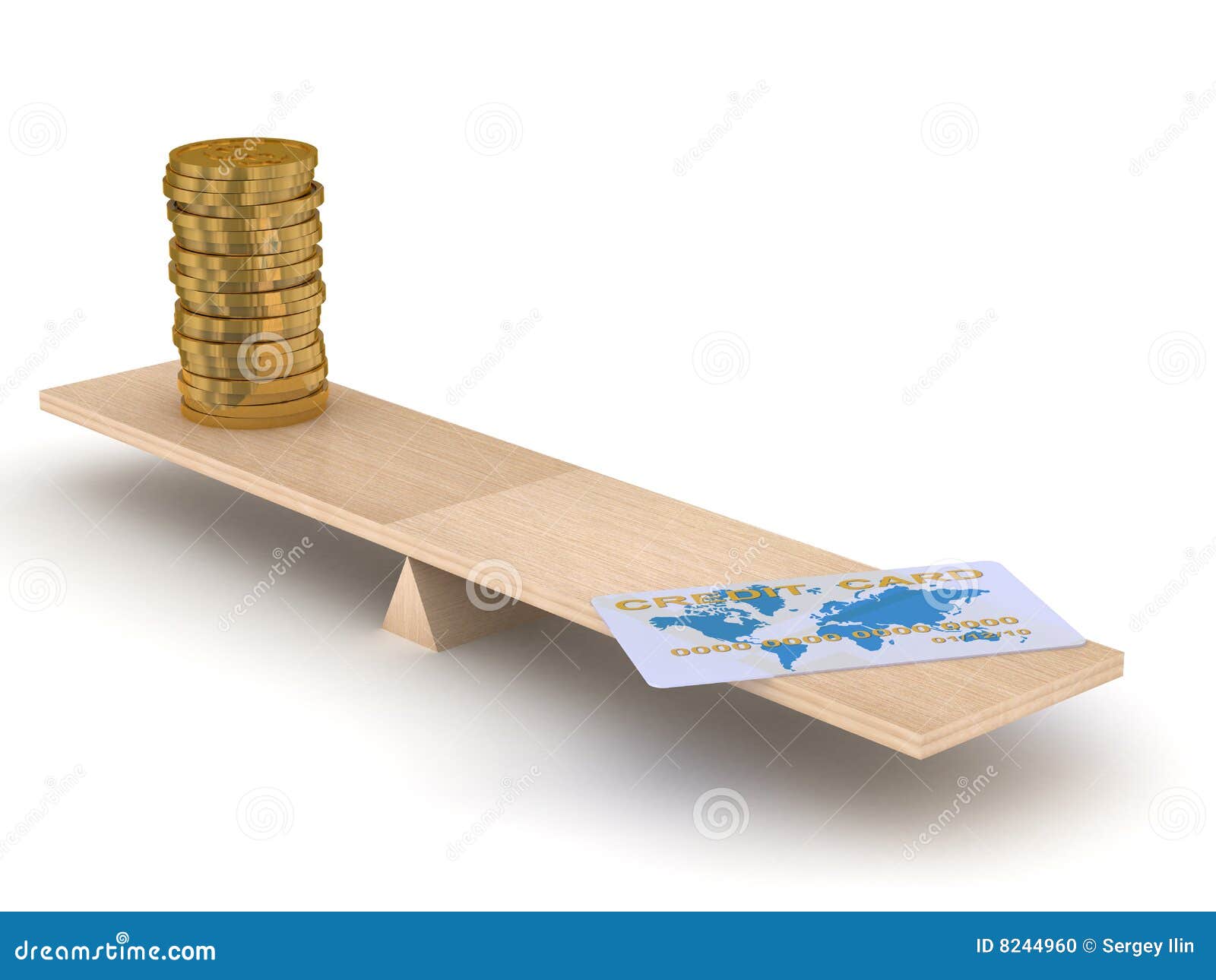 Credit Card and Coins on Scales. Stock Illustration - Illustration of ...