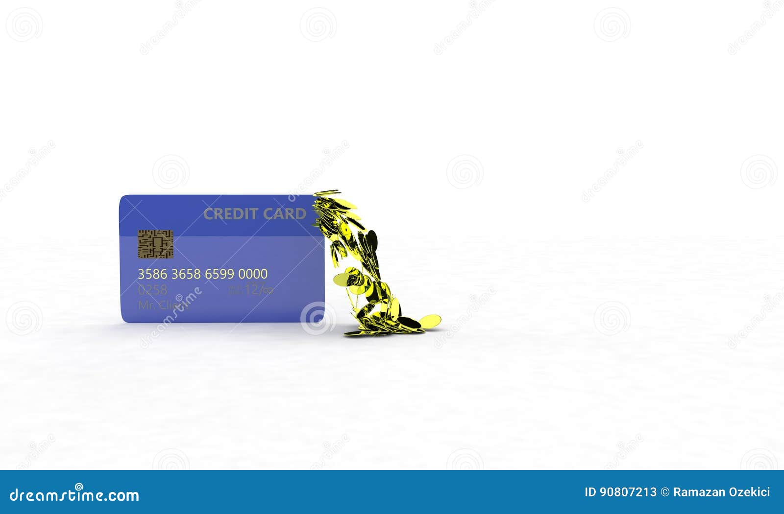 Credit Card Coins on White, 3d Render Stock Illustration - Illustration ...