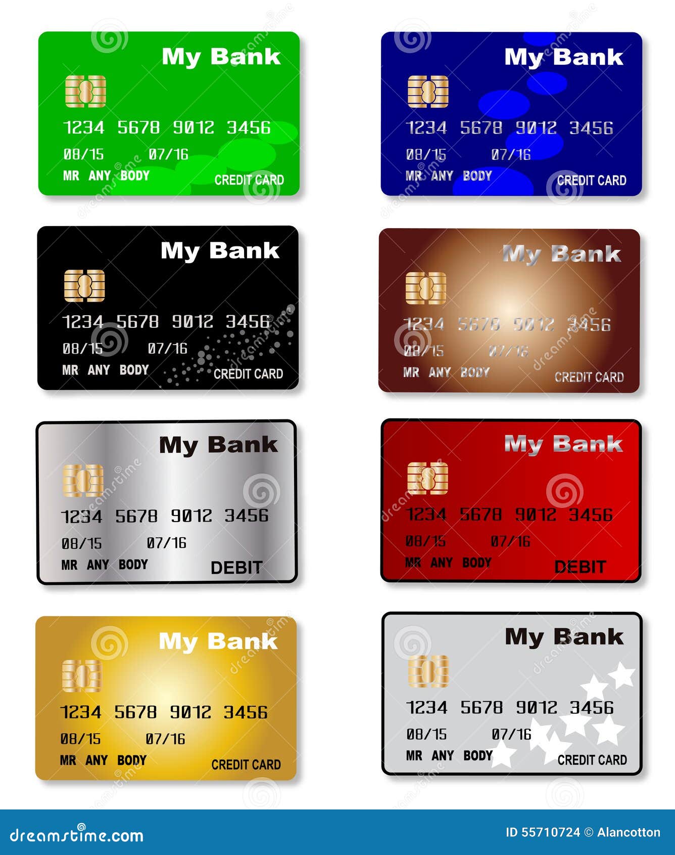 Credit Card Collection stock illustration. Illustration of bank - 55710724