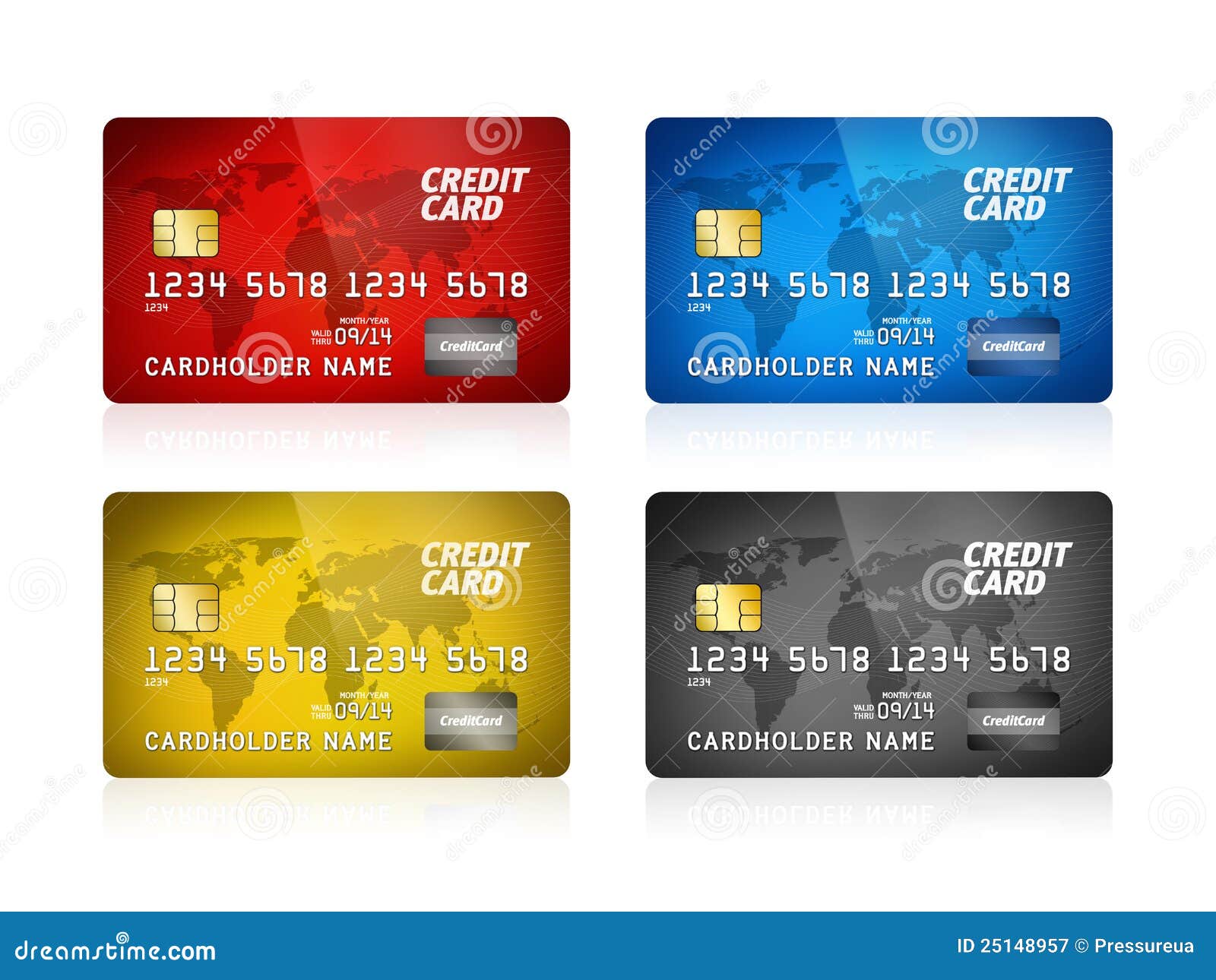 Credit Card Collection Isolated Stock Illustration - Illustration of finance, internet: 25148957